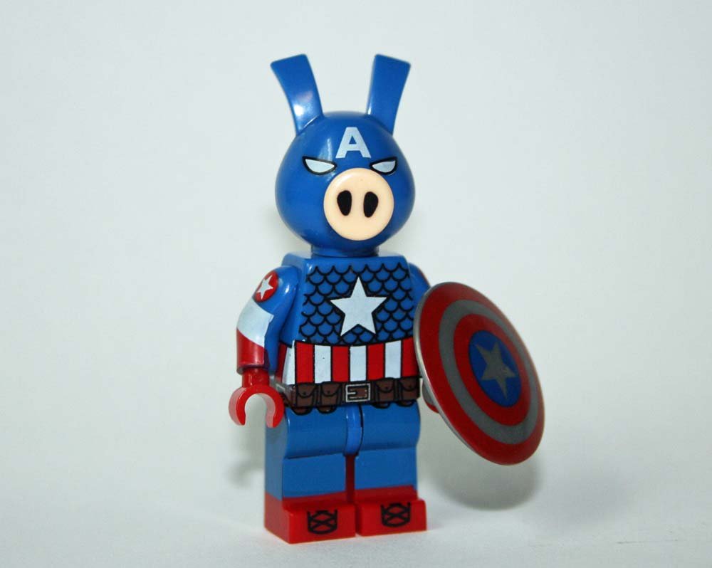 Captain Ham-erica Spider-Ham America! Custom Minifigure Bricks Semut Toys