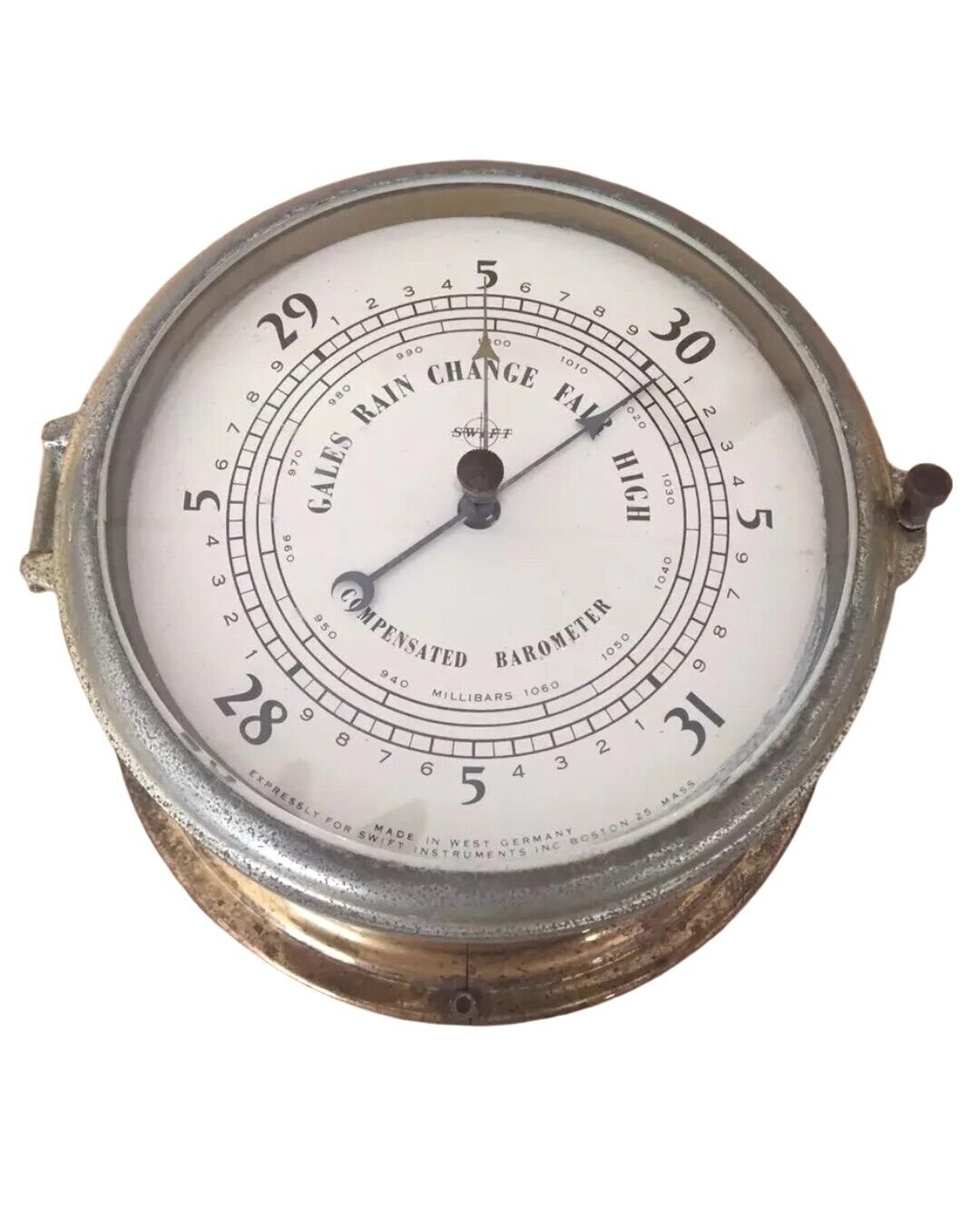 Vintage Ship Barometer - Boston for Swift, West Germany Maritime Nautical