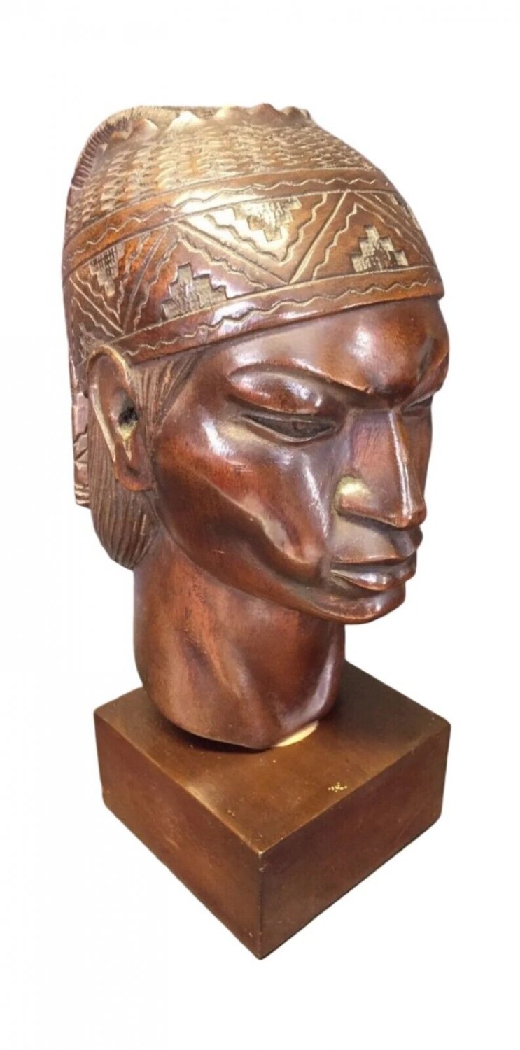 Antique Inca Warrior Statue Sculpture A. Saravia Peru Mahogany Wood ...