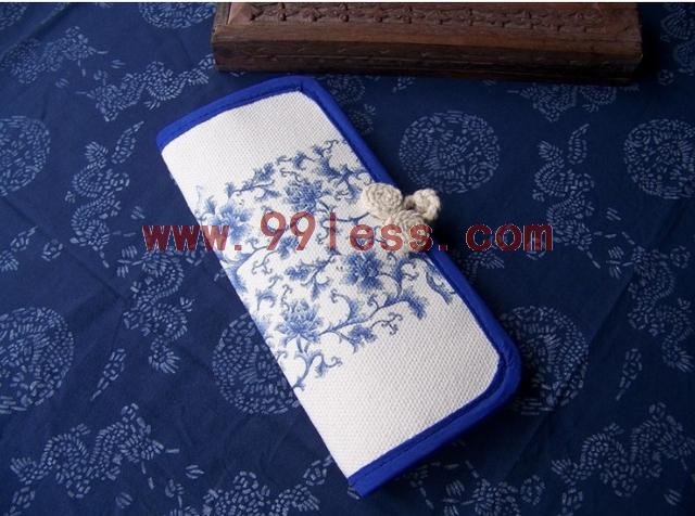 Chinese Purse With Blue Floral Pattern