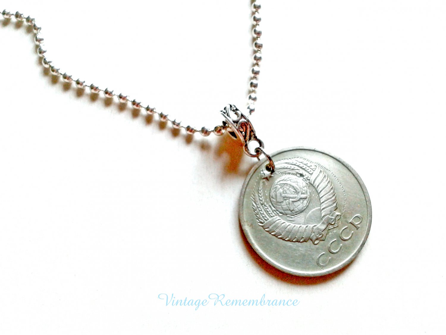 Vintage Coin Pendant Necklace Soviet Russian USSR Antique Genuine Money ...