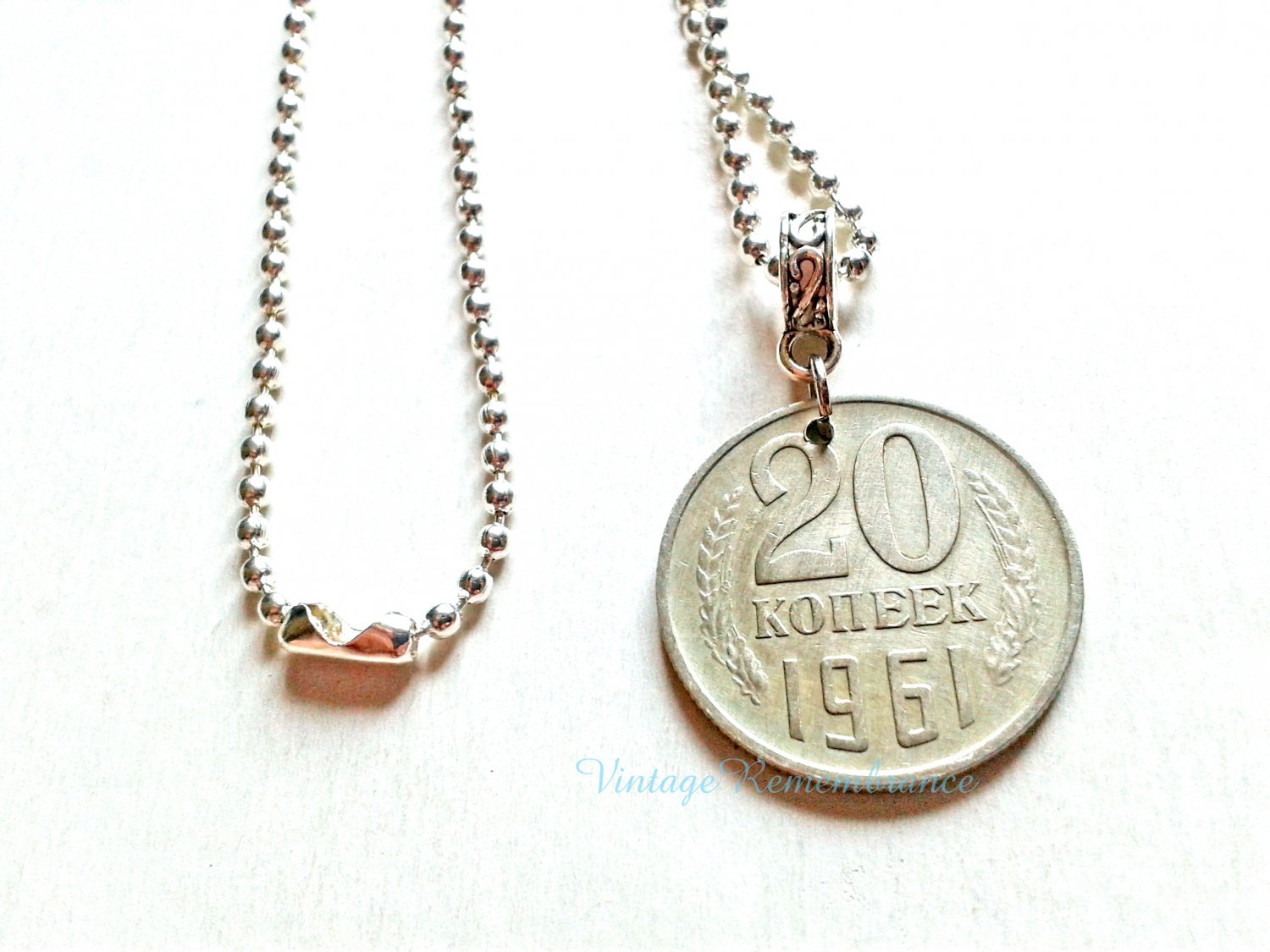 Vintage Coin Pendant Necklace Soviet Russian USSR Antique Genuine Money ...