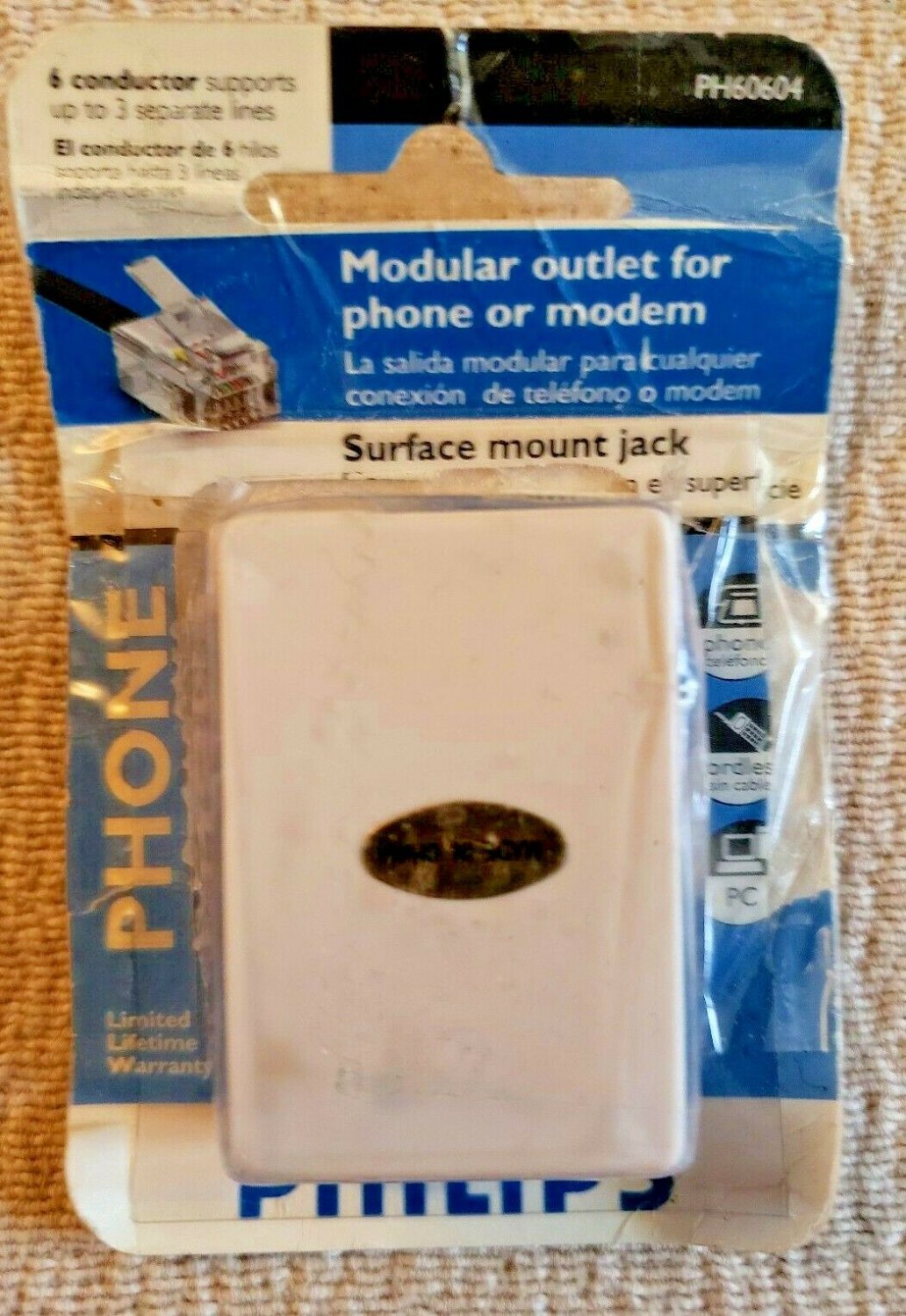 Philips Modular Outlet Work Standard Phone or Modem Line Connections ph6064