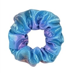 Bright blue and purple metallic hair scrunchie HR-16333