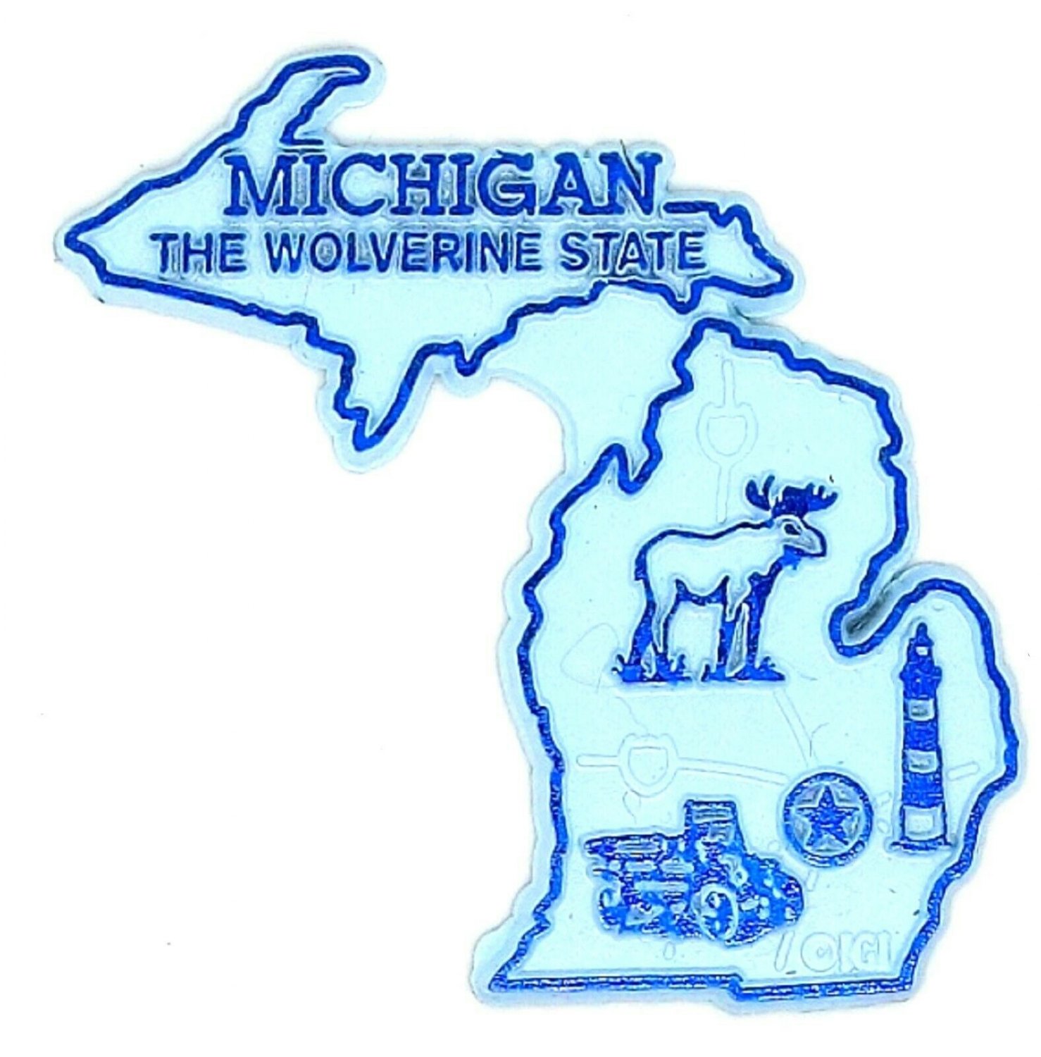 Michigan the Wolverine State Map Fridge Magnet