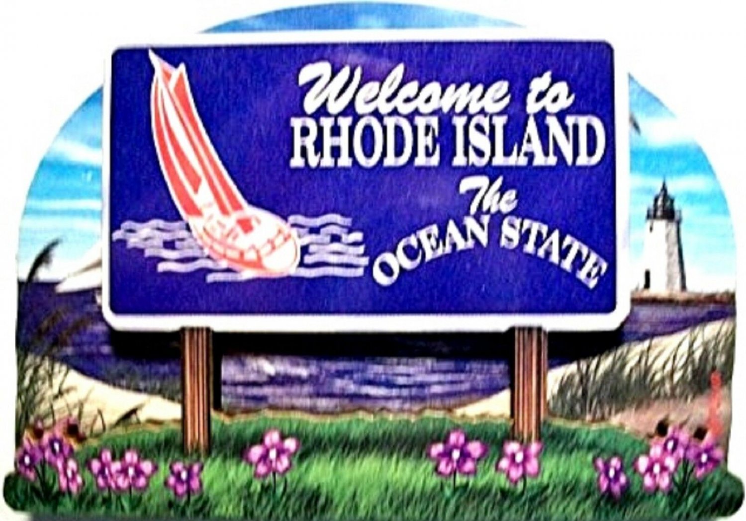 Rhode Island State Welcome Sign Artwood Fridge Magnet