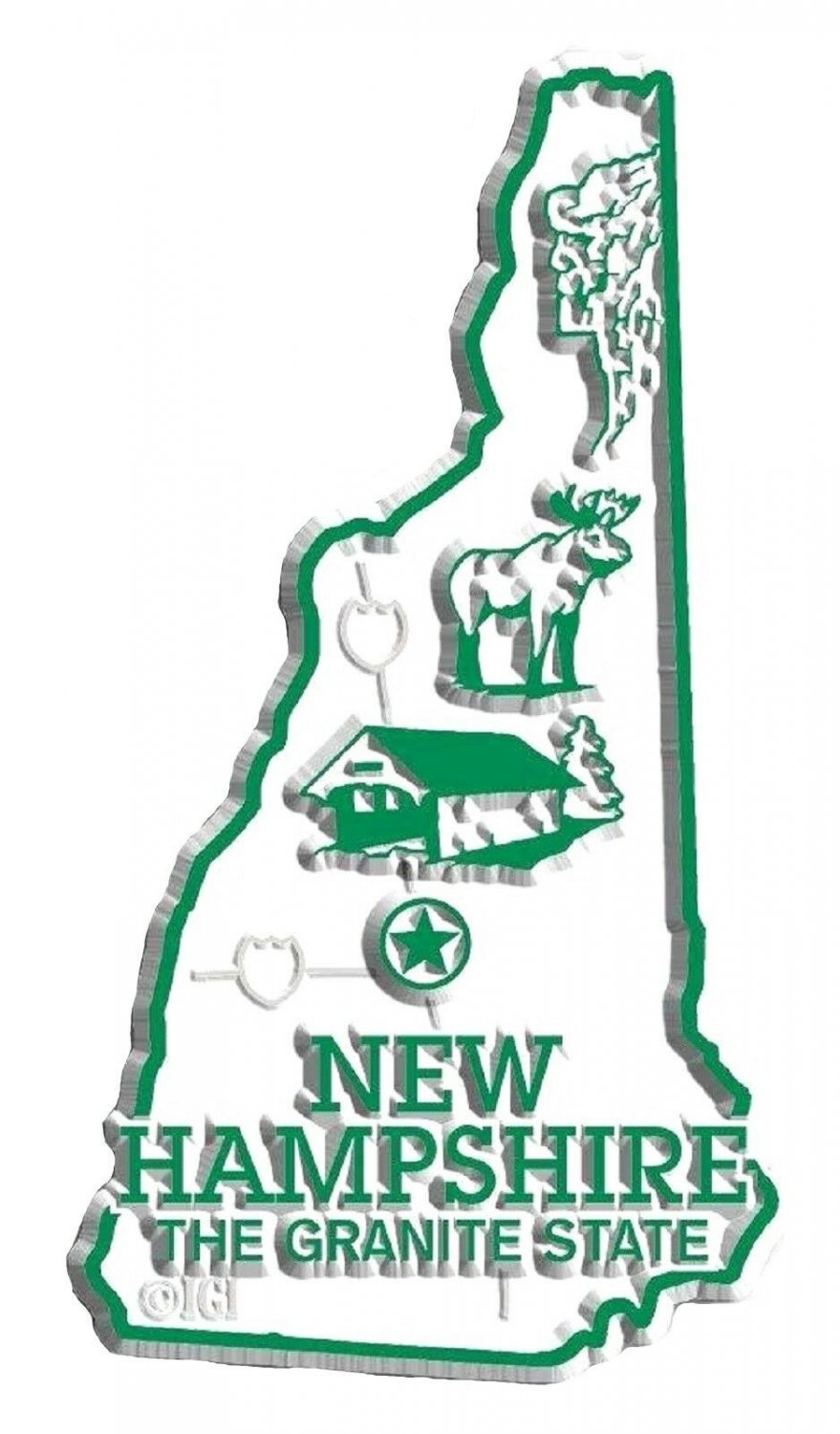 New Hampshire the Granite State Map Fridge Magnet