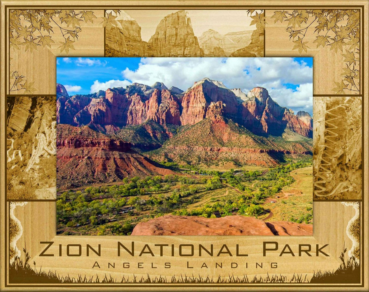 Zion National Park Angel's Landing Utah Laser Engraved Wood Picture ...