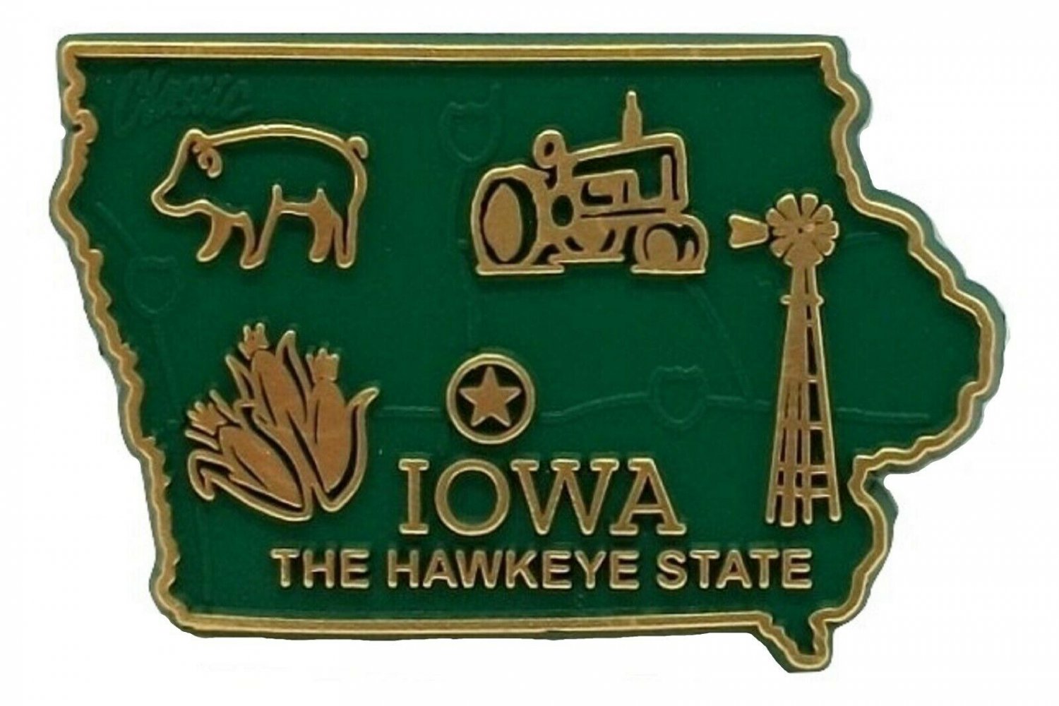 Iowa the Hawkeye State Map Fridge Magnet