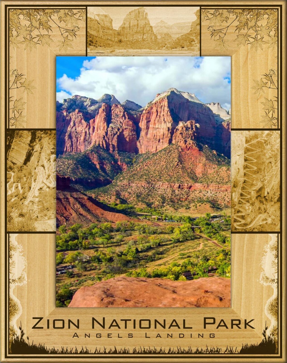 Zion National Park Angel's Landing Utah Laser Engraved Wood Picture ...