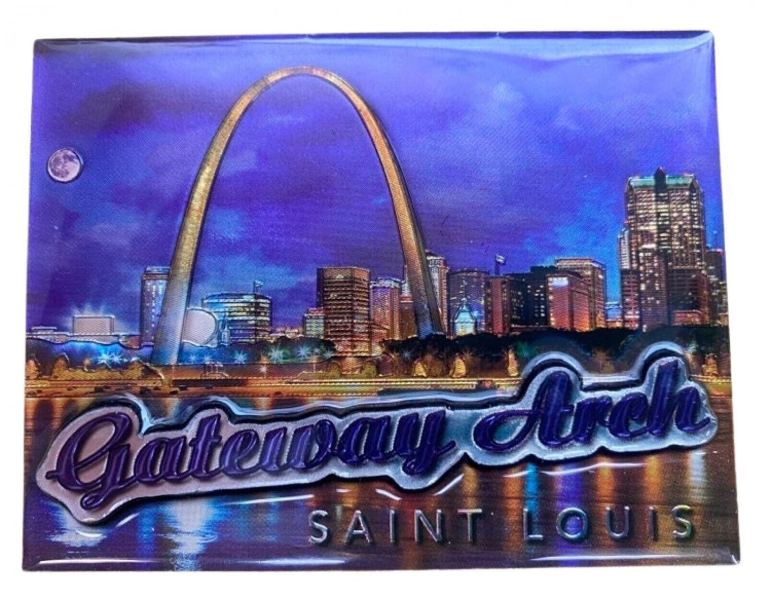 Saint Louis at Night with Gateway Arch Jumbo Fridge Magnet