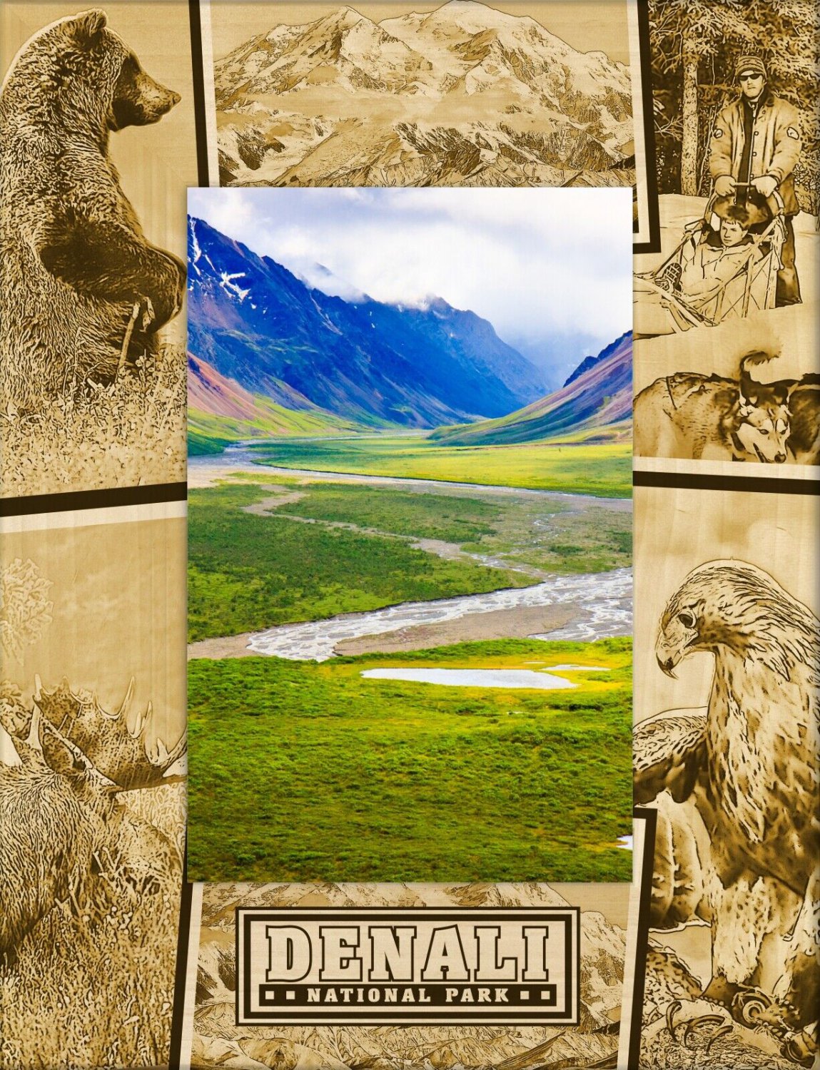 Denali National Park Alaska Laser Engraved Wood Picture Frame Portrait ...