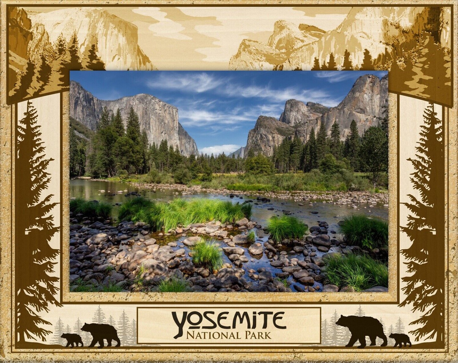 Yosemite National Park Laser Engraved Wood Picture Frame Landscape (8 x 10)