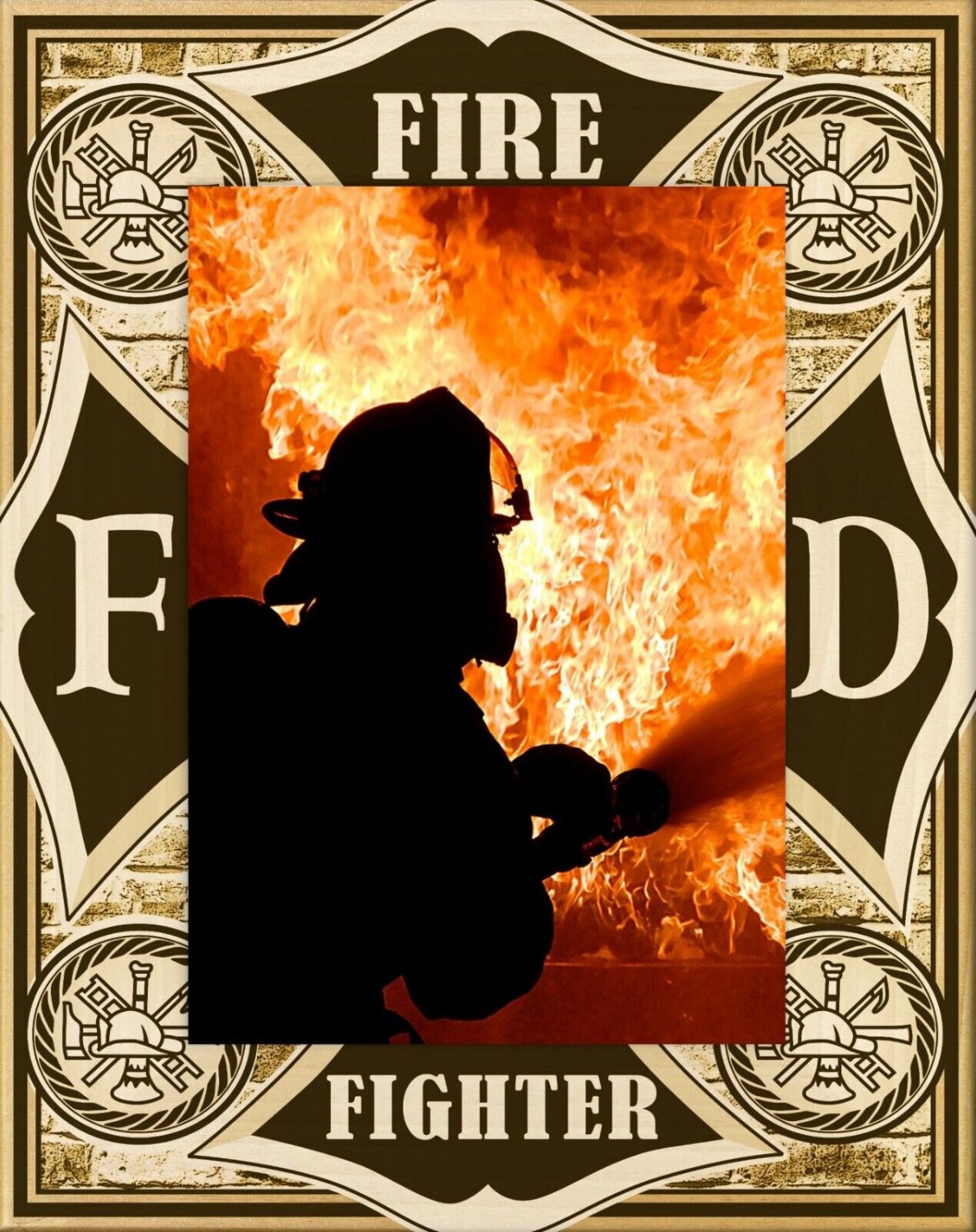 Firefighter Laser Engraved Wood Picture Frame Portrait (4 x 6)