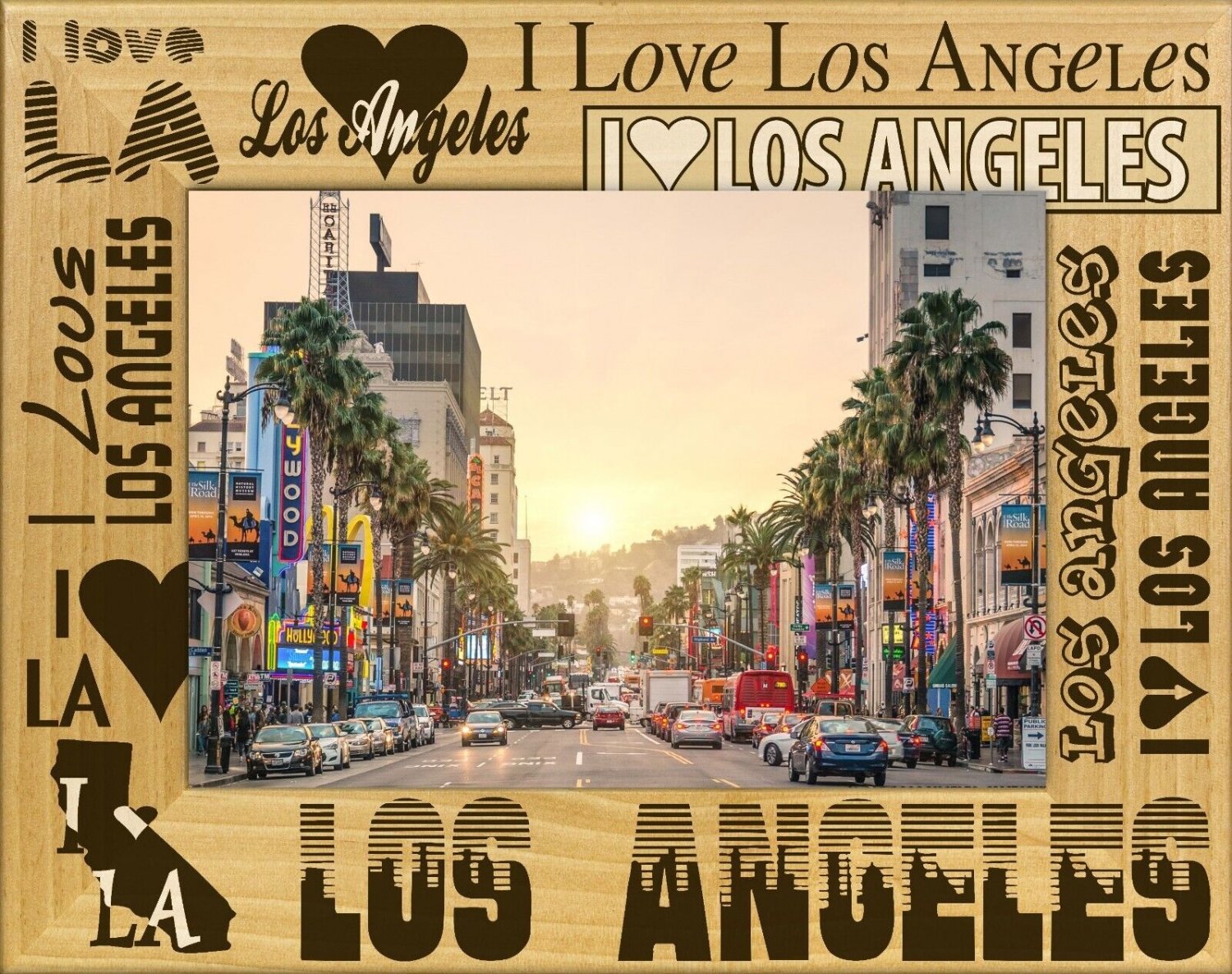 I Love Los Angeles Laser Engraved Wood Picture Frame Landscape (3 x 5)