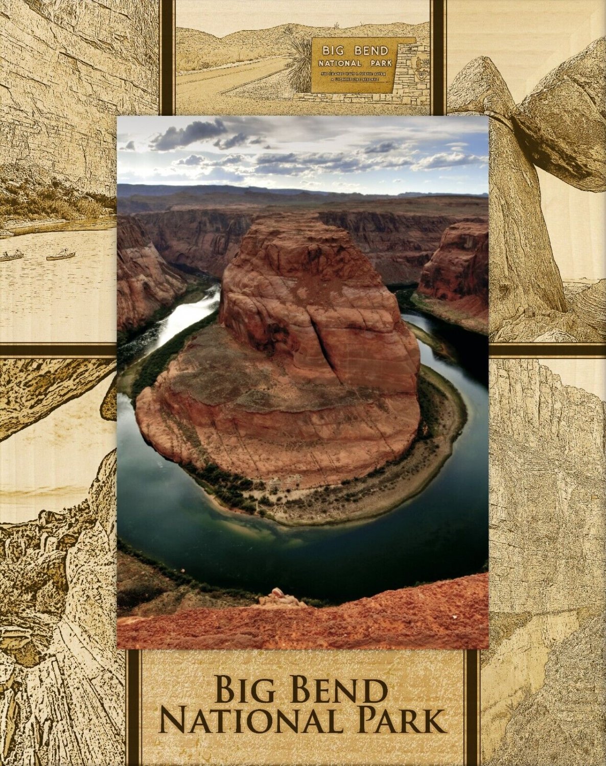 Big Bend National Park Laser Engraved Wood Picture Frame Portrait (4 x 6)