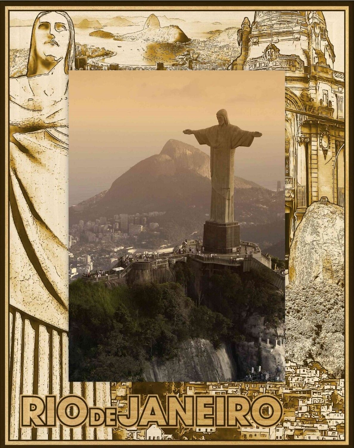 Rio De Janeiro Brazil Laser Engraved Wood Picture Frame Portrait (4 x 6)