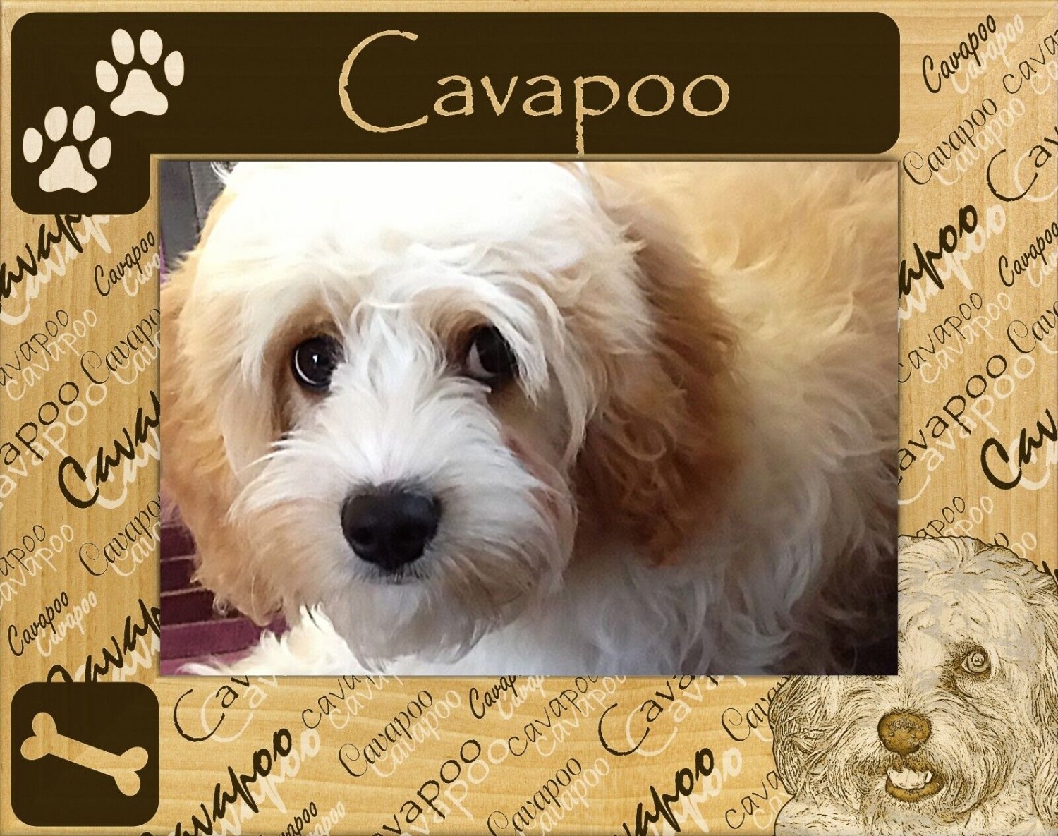 Cavapoo Laser Engraved Wood Picture Frame Landscape (4 x 6)