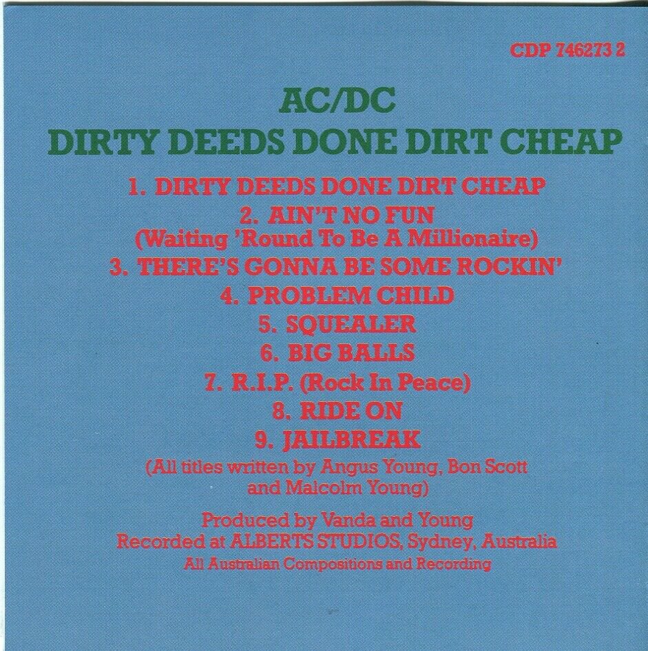 AC/DC ‎- Dirty Deeds Done Dirt Cheap - CD