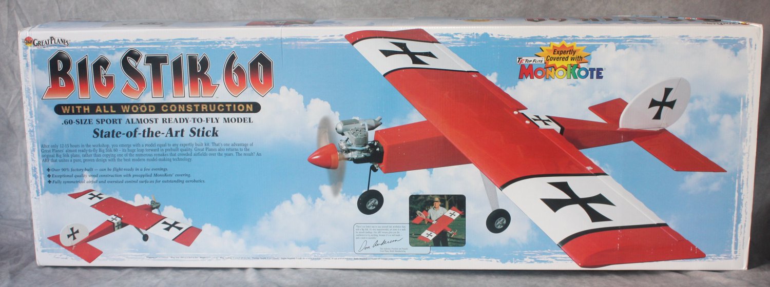 Rare Great Planes Big Stik 60 all Wood RC Air Plane GPMA1221