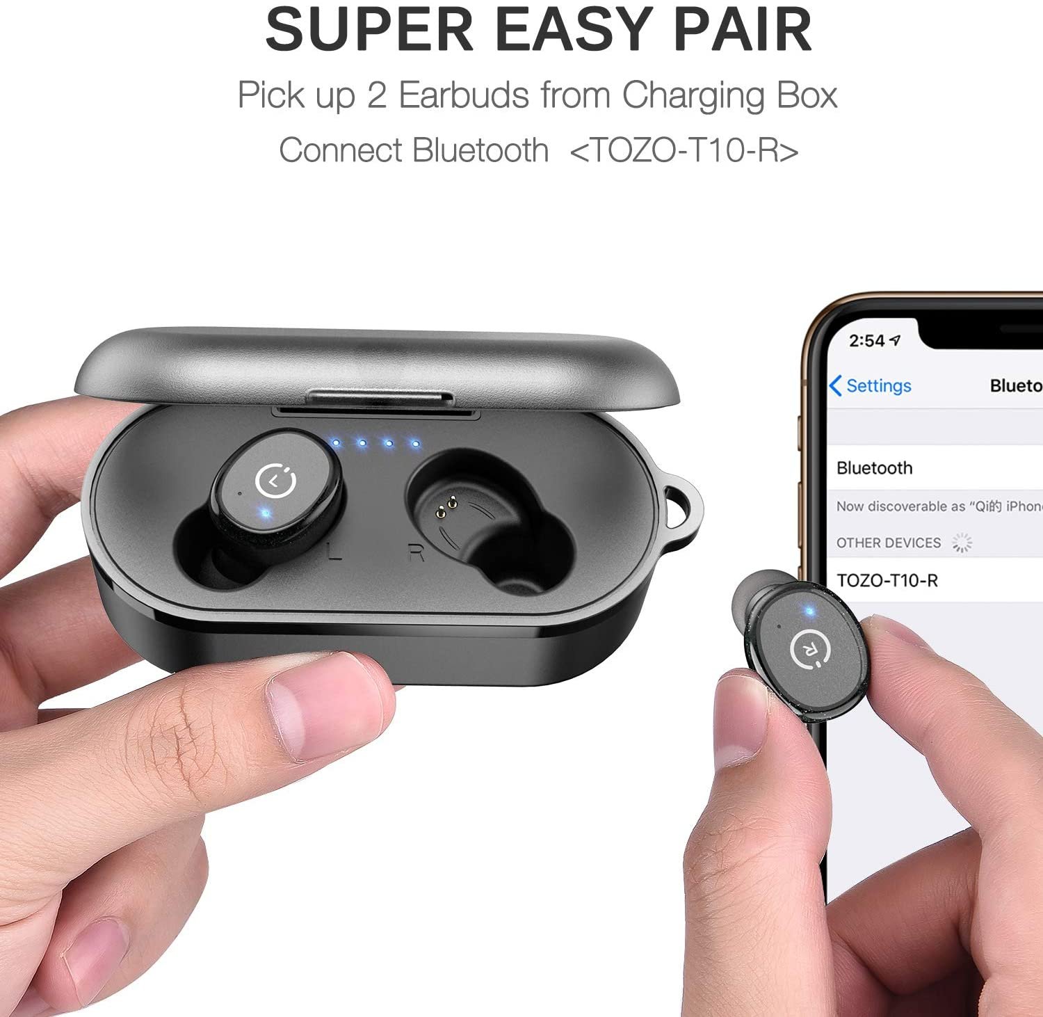 TOZO T10 Bluetooth 5.0 Wireless Earbuds Wireless Charging Case IPX8 ...