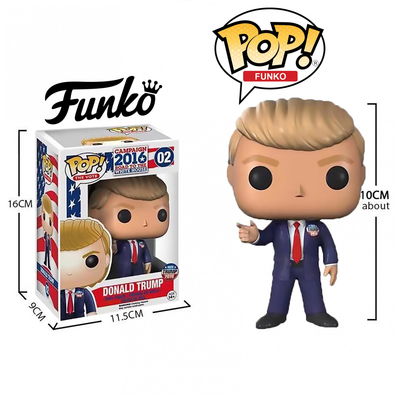 Donald Trump #02 Funko Pop 2016 New/Box! FREE Protective PACKAGING for ...