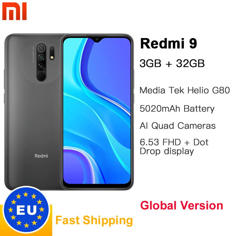 Global Version Xiaomi Redmi 9 Smartphone 3GB/32GB Helio G80 Octa Core ...