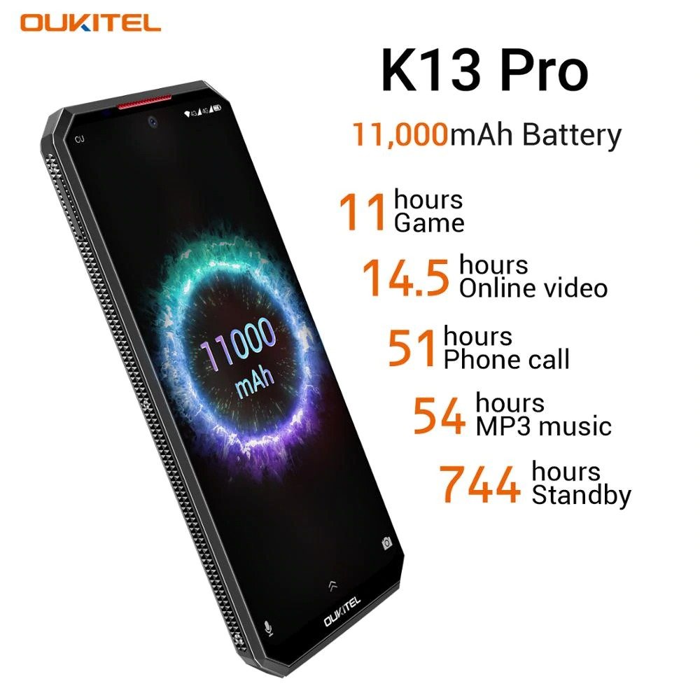 OUKITEL K13 Pro 4G RAM 64GB ROM Smartphone Android 9 5V/6A 11000mAh ...