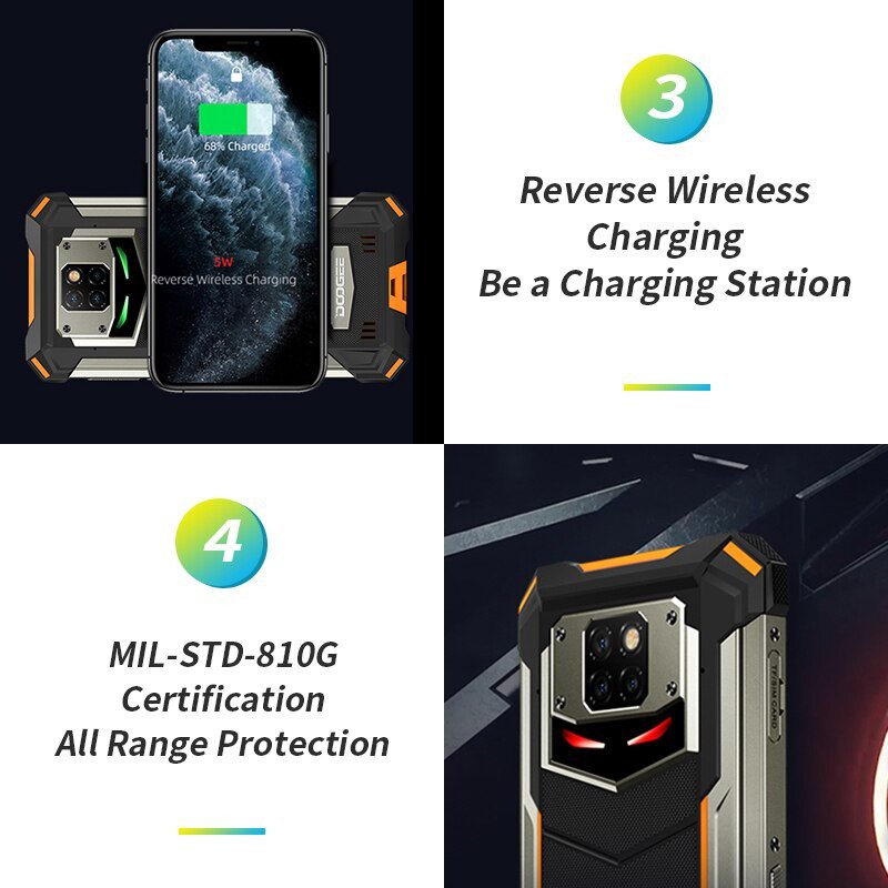 DOOGEE S88 Pro 6GB 128GB Rugged Phone 10000mAh LED Helio P70 Octa Core ...
