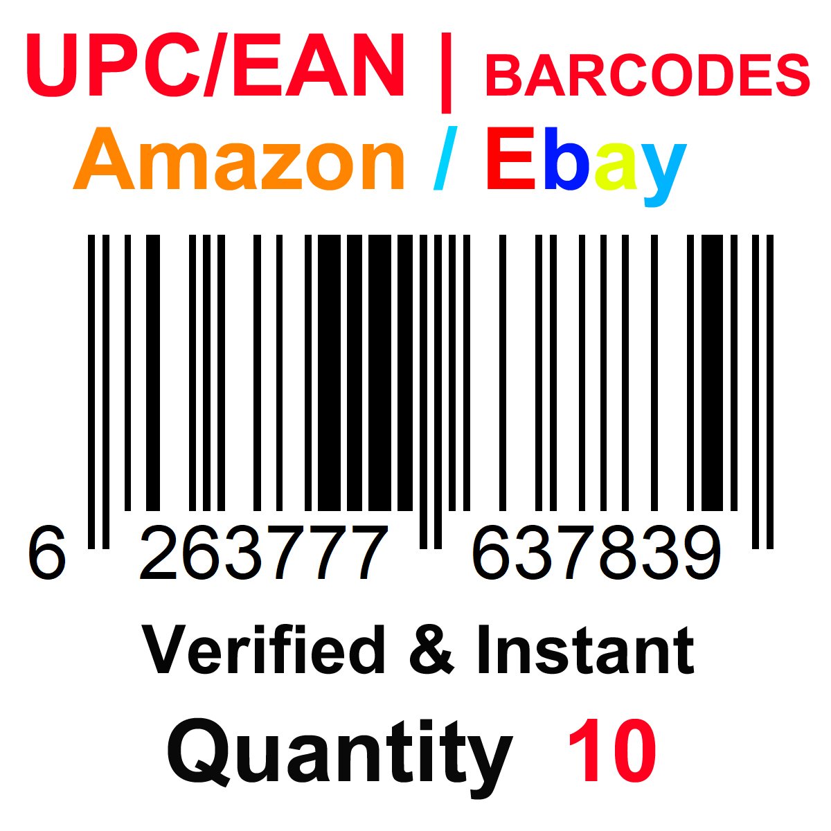 10-Nos UPC EAN Barcodes Numbers GS1 Product ID for New Listing on ...