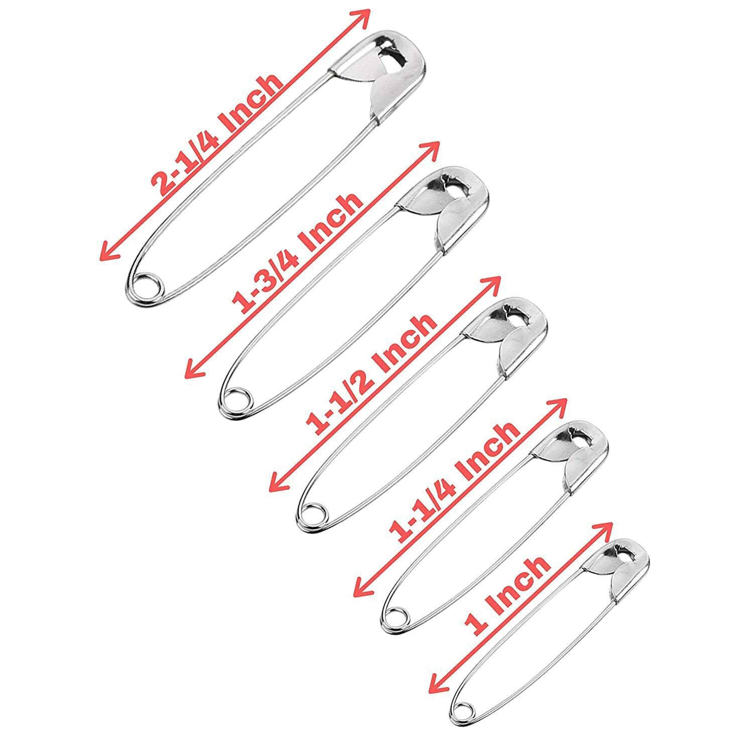 Silver Safety Pins Small And Large Size Coil Less Safety Pins Pack