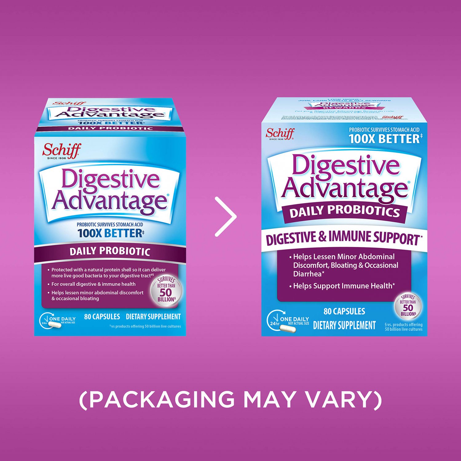 Daily Probiotic Capsule - Digestive Advantage 80 Capsules, Survives ...