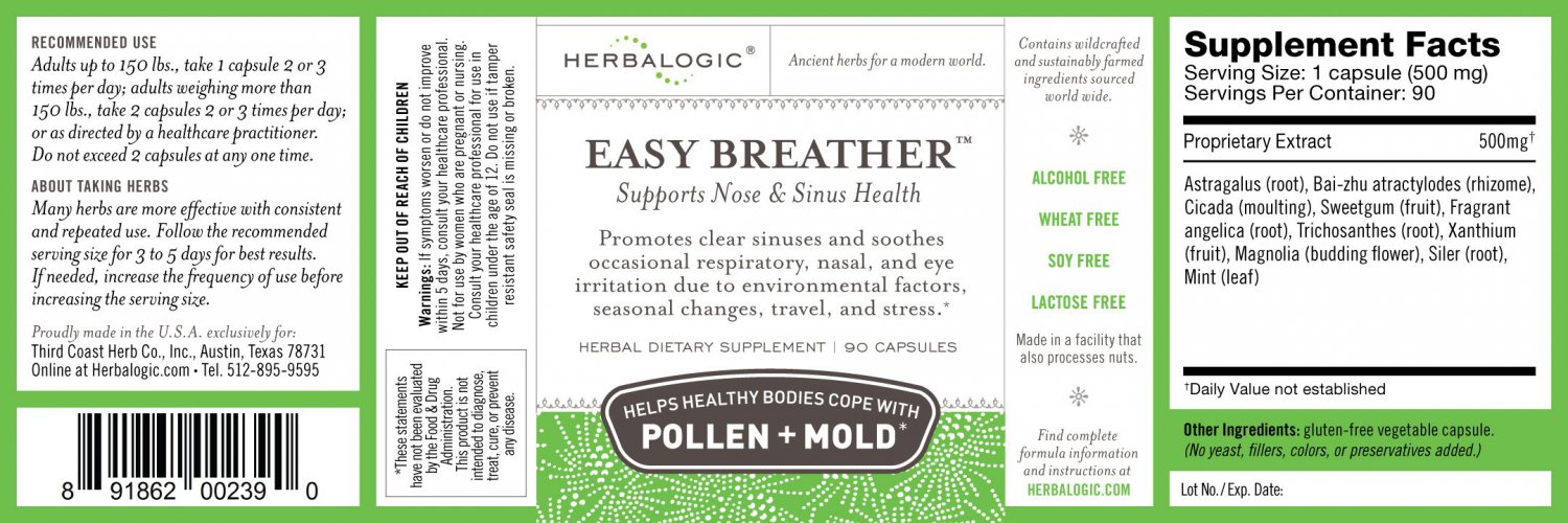Herbalogic Easy Breather Capsules, 90 Count