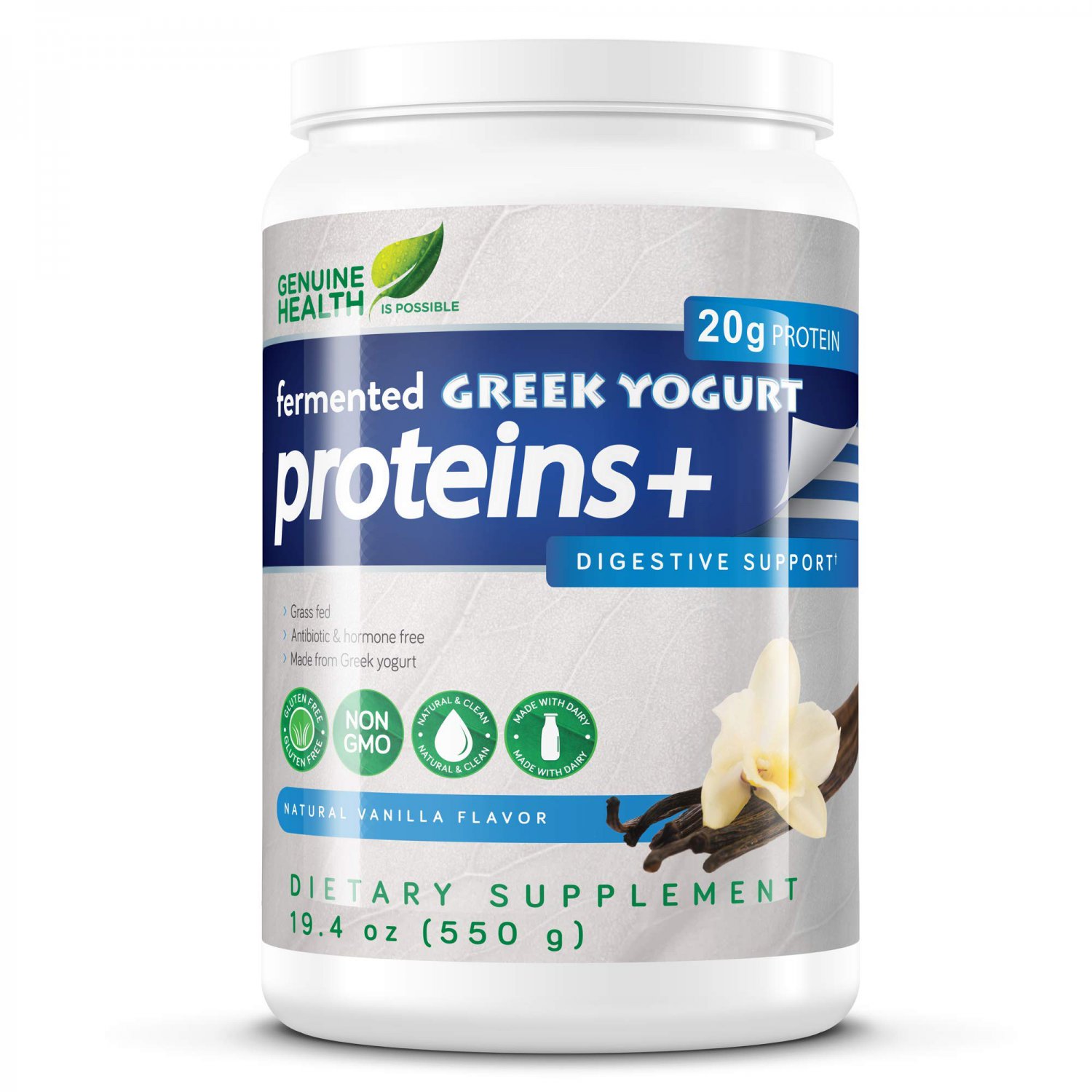 Genuine Health Fermented Greek Yogurt Proteins+, Natural Vanilla ...