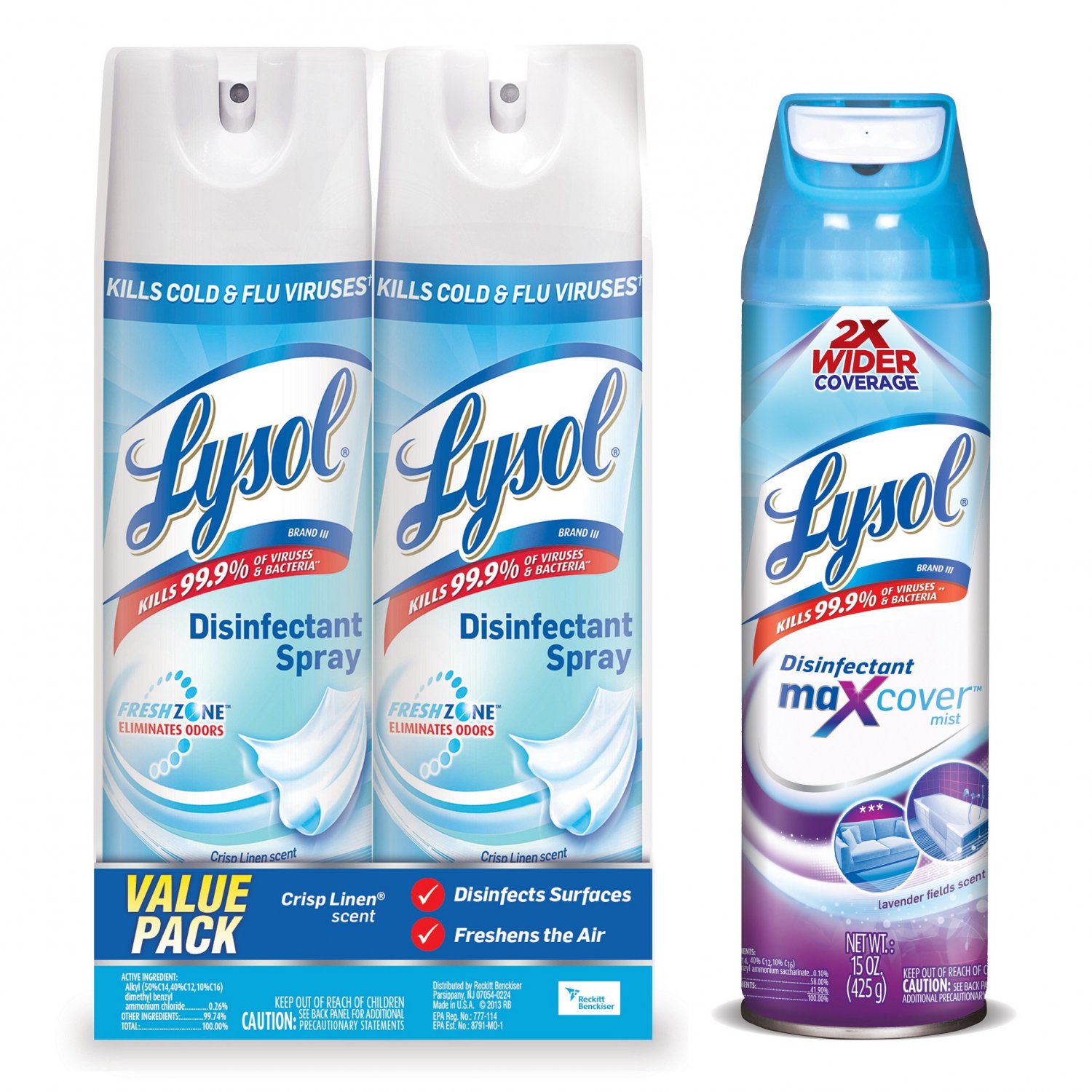Lysol Disinfectant Spray + Lysol Max Cover Disinfectant Mist Bundle ...