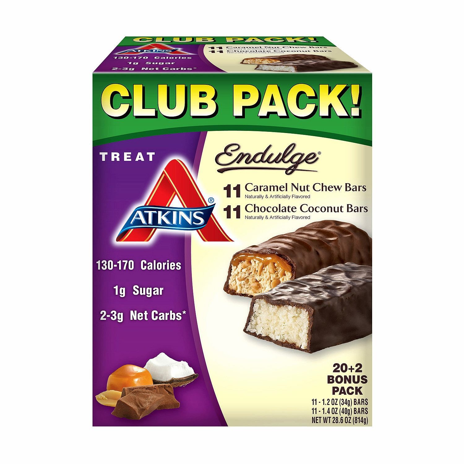Atkins Endulge Treat Variety Pack (20 + 2 Bonus Bars)