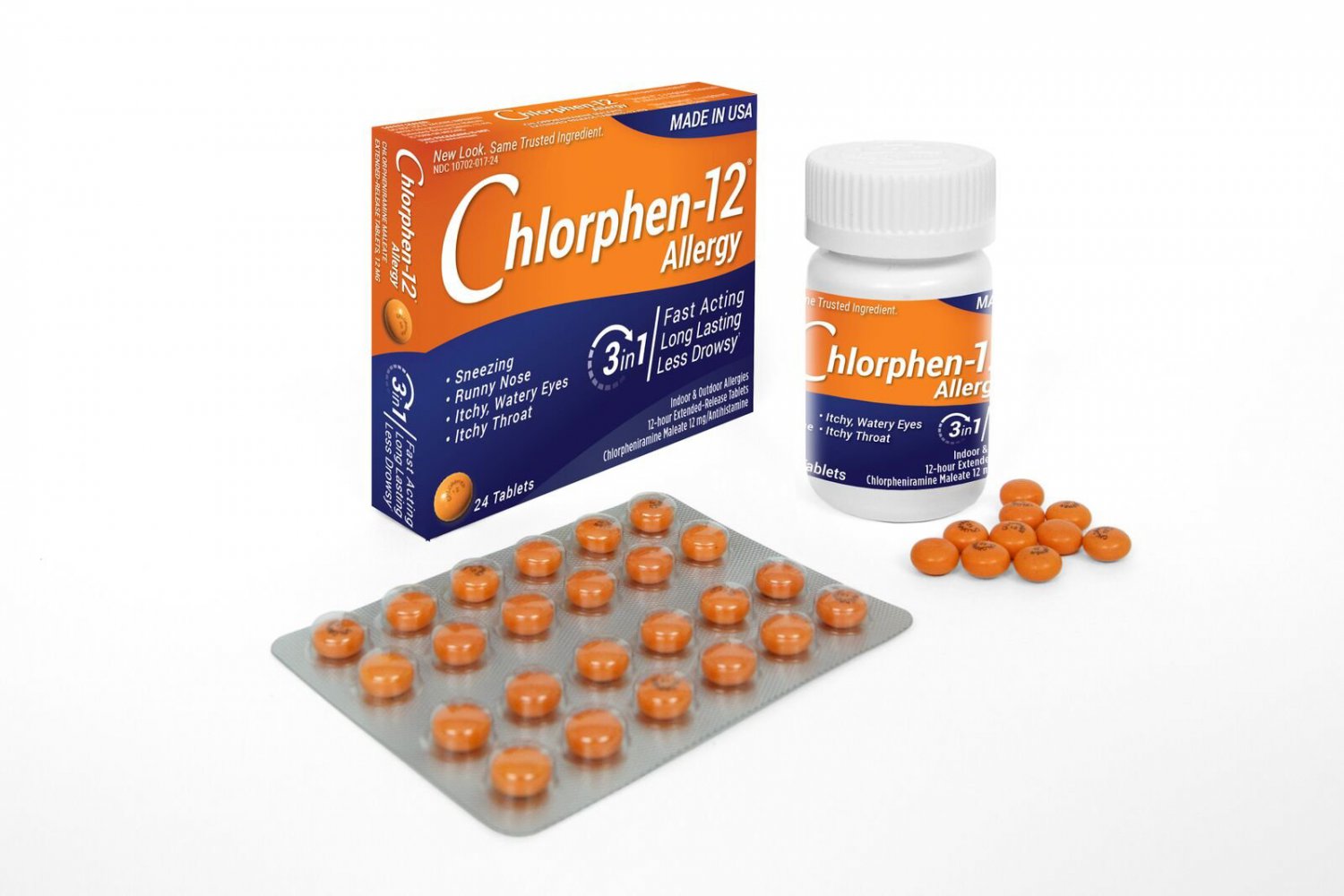 Chlorphen-12 Allergy 100 Count Chlorpheniramine Maleate 12 mg (New ...