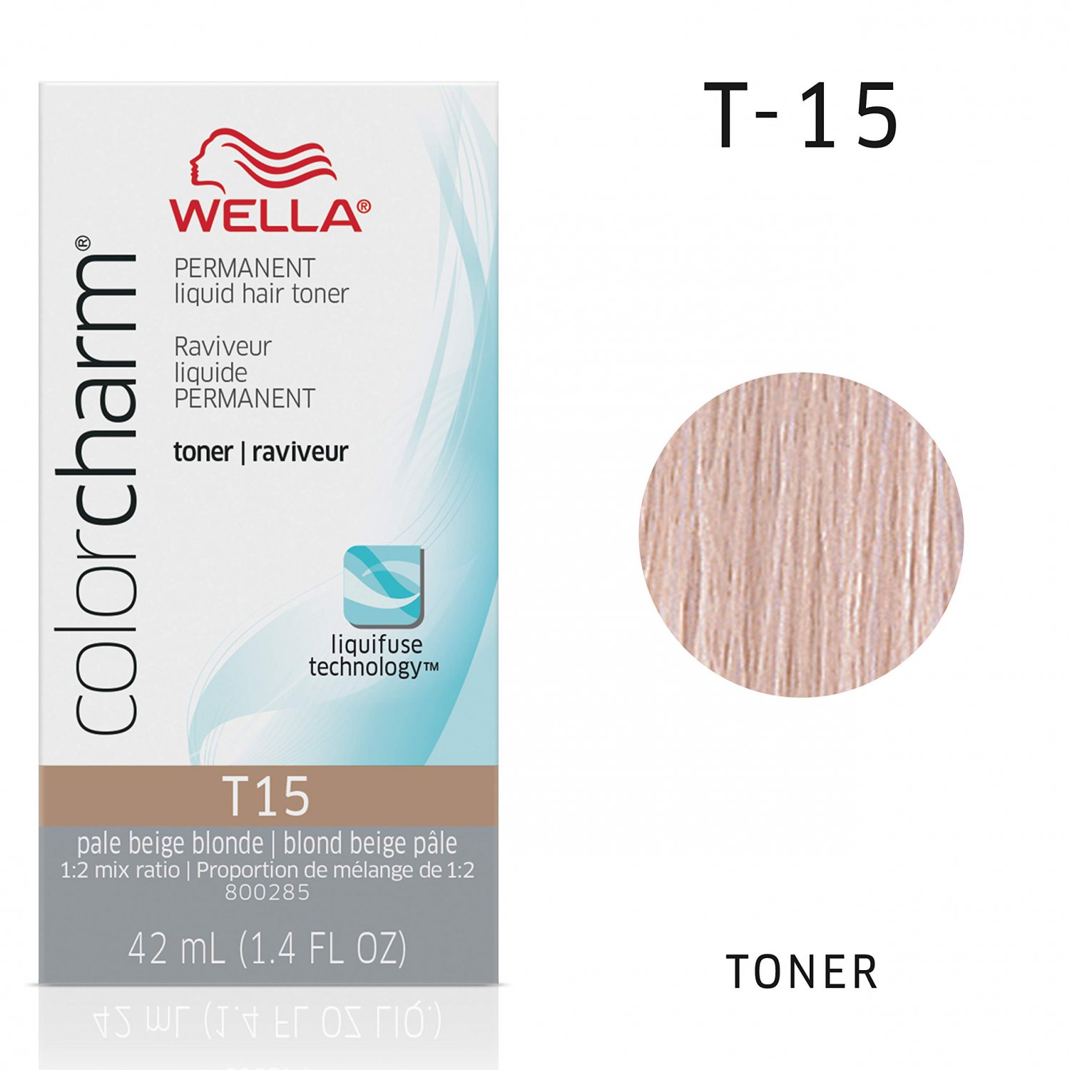 WELLA Color Charm Permanent Liquid Hair Toner T15, Pale Beige Blonde, 1 ...