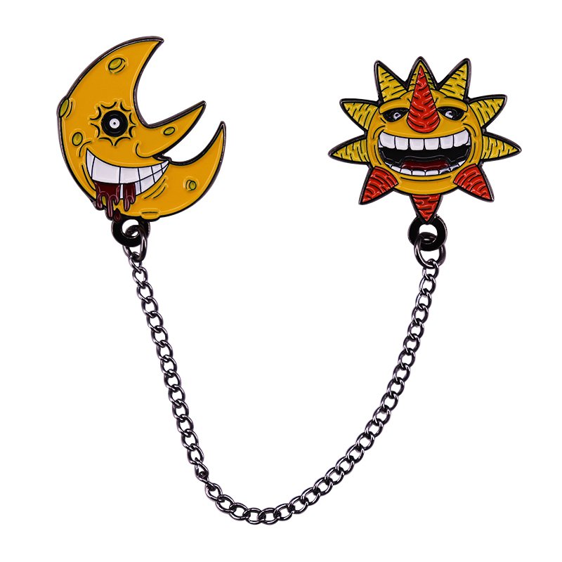 Soul Eater the sun and moon Brooch Pin Chain badge Nights of Halloween ...