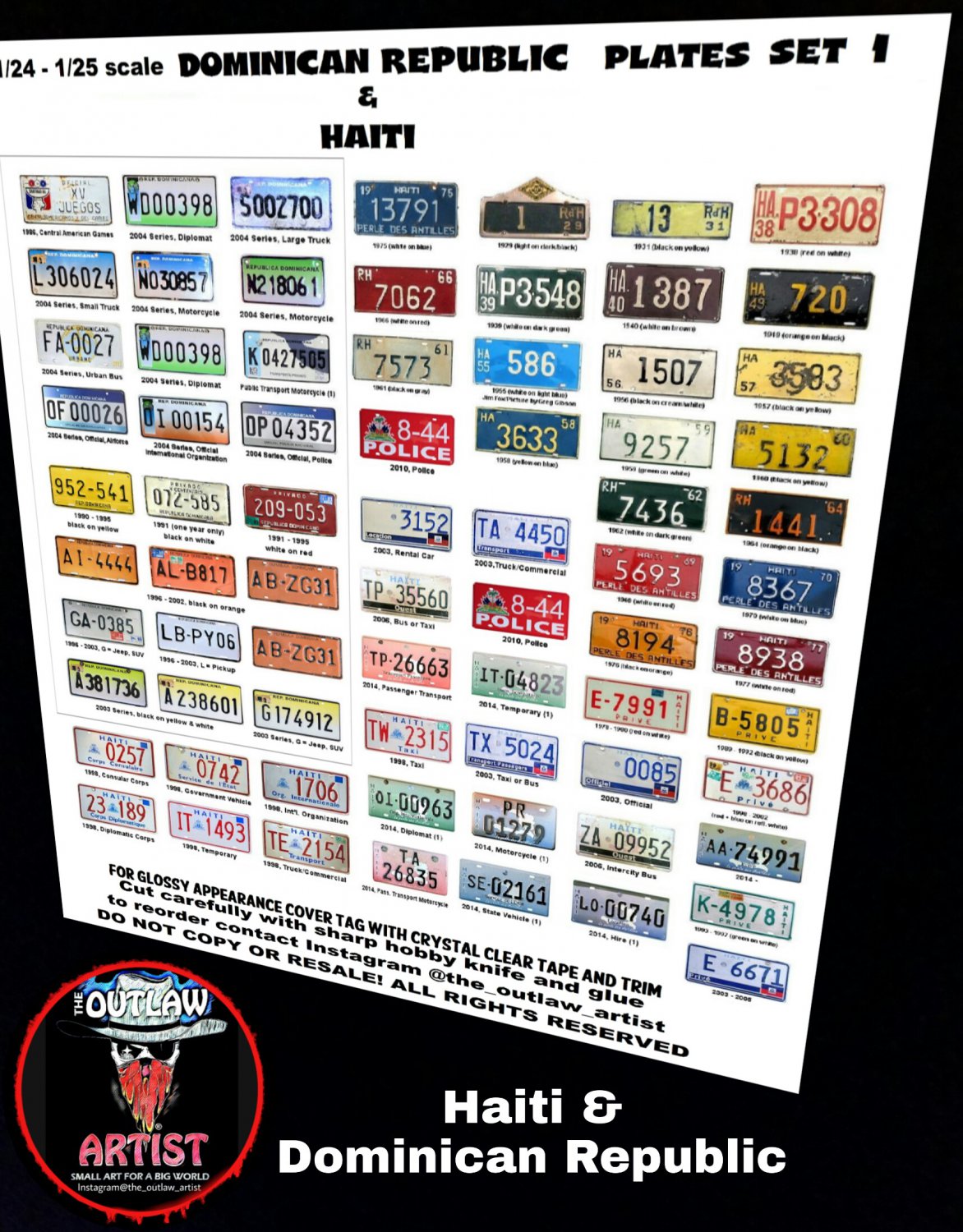 DOMINICAN REPUBLIC/HAITI License Plate Set 1/24 1/25 Scale