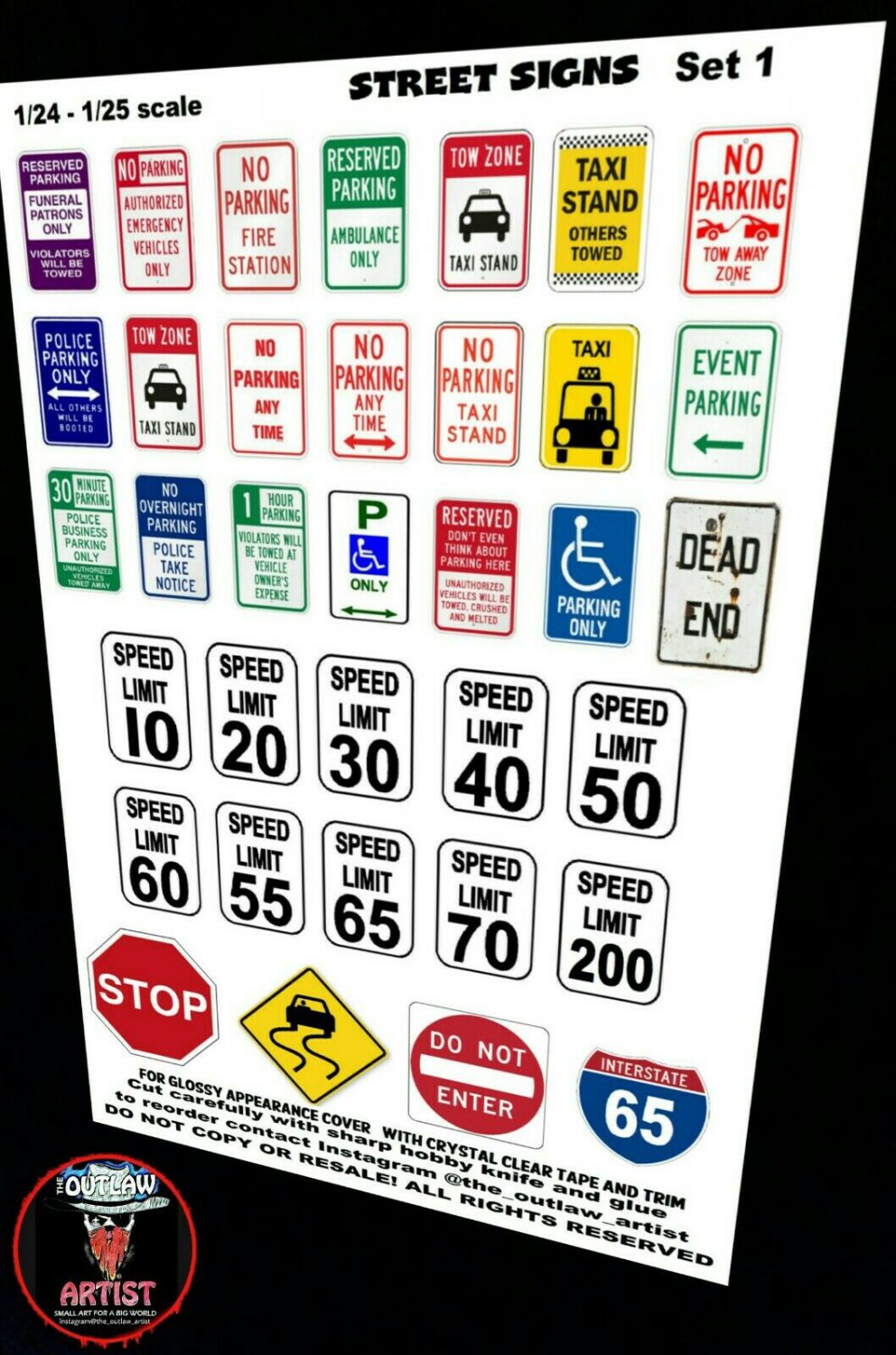 Diorama Road and Street Signs 1/24 1/25 Scale