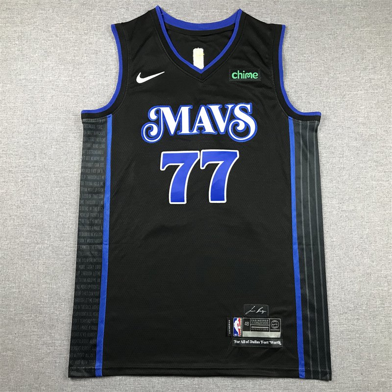 Luka Doncic #77 Dallas Mavericks Black Basketball Jersey