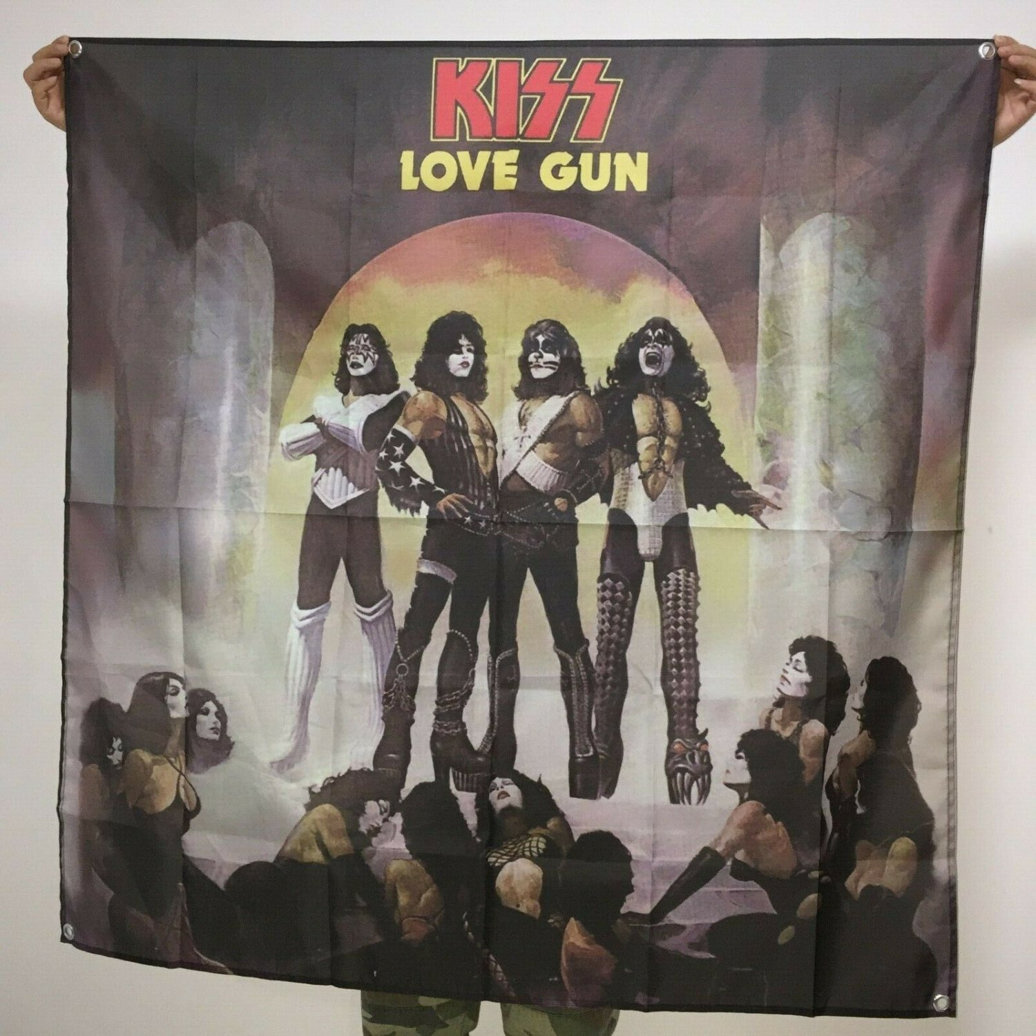 Kiss Banner Love Gun Flag Album Cover Wall Tapestry Art Fabric Poster ...