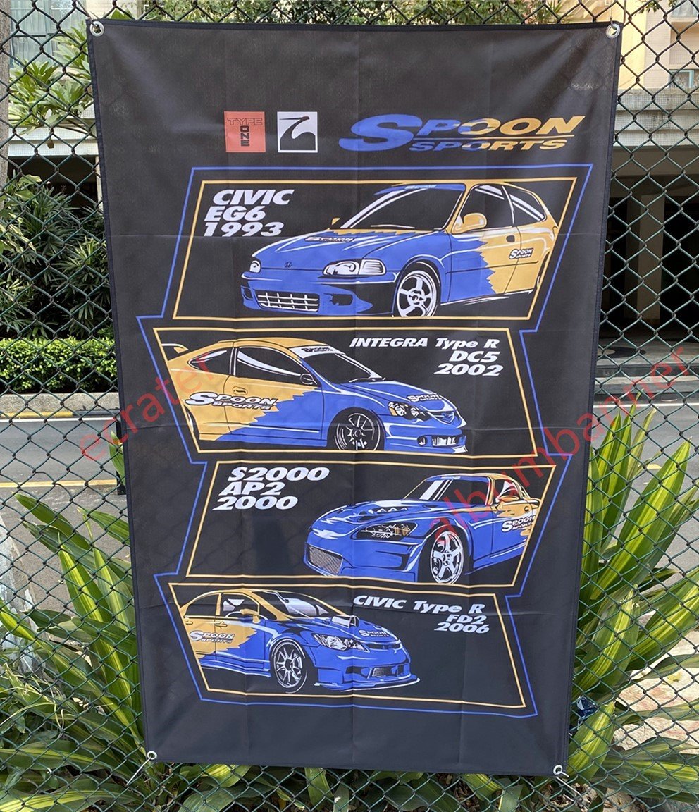 Honda Flag Spoon Sports Banner Civic Type R FD2 EG6 DC5 S2000 Type-One ...