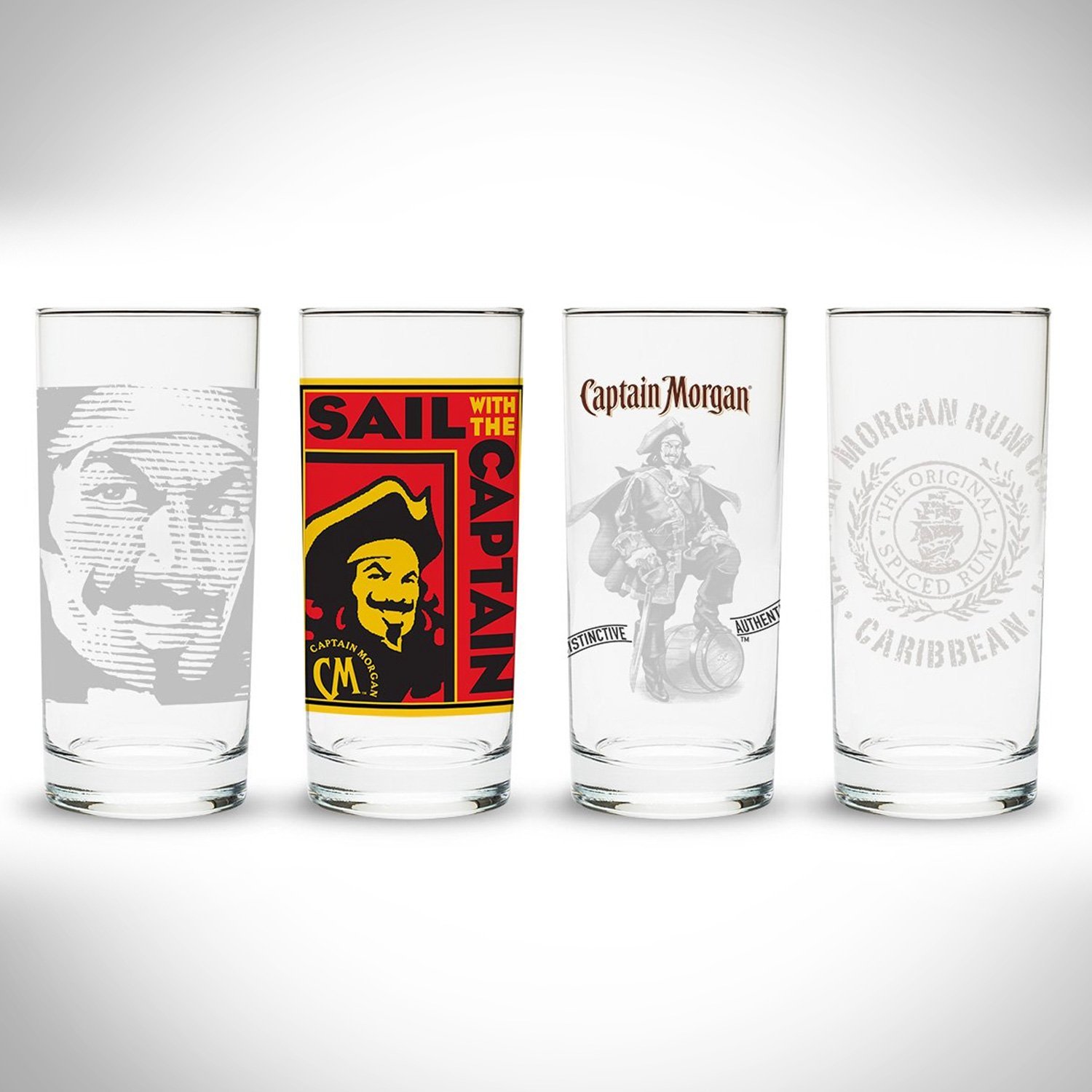 Captain Morgan Set of 4 Highball Rum 16oz Glasses