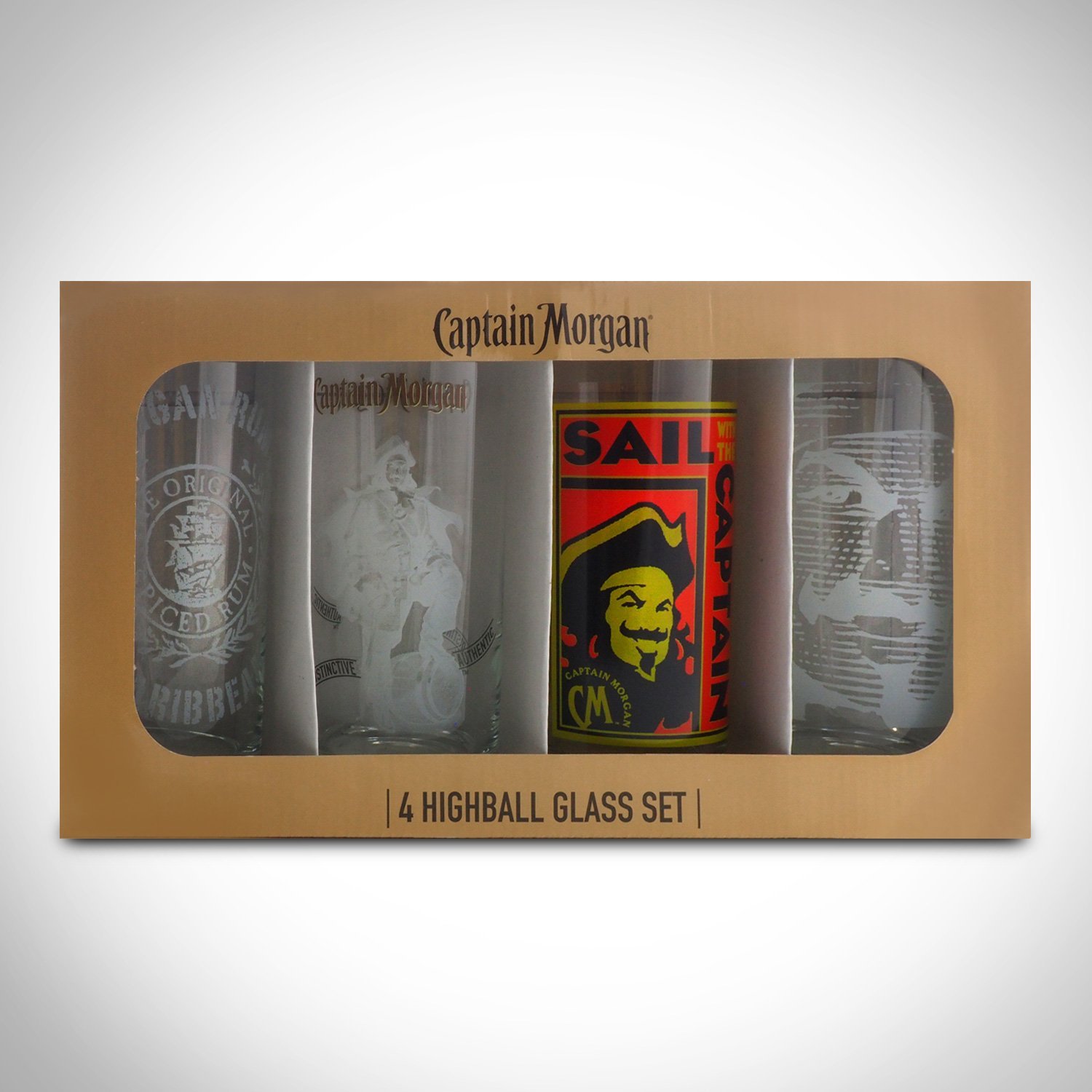Captain Morgan Set of 4 Highball Rum 16oz Glasses