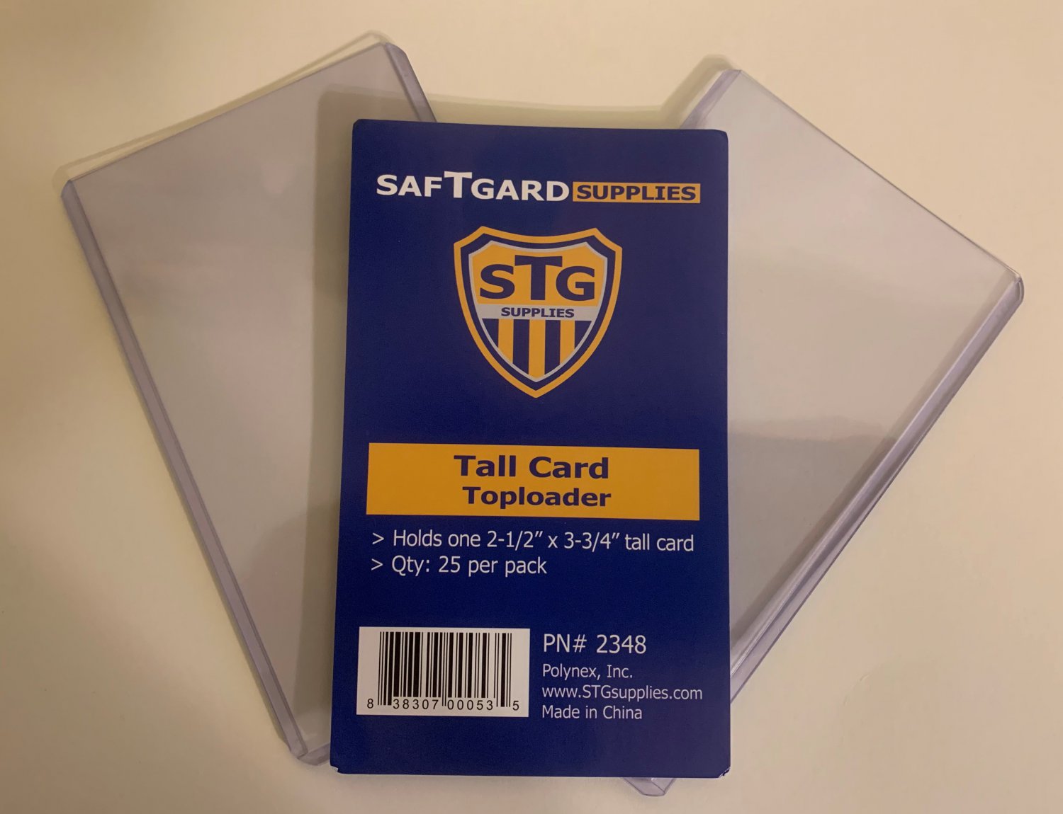 SafTgard STG Tall Card Toploader 3" X 5" Sample of 2 Toploads