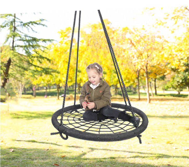 40" Spider Web Swing Nylon Rope Swivel Tree Net Assembled Black