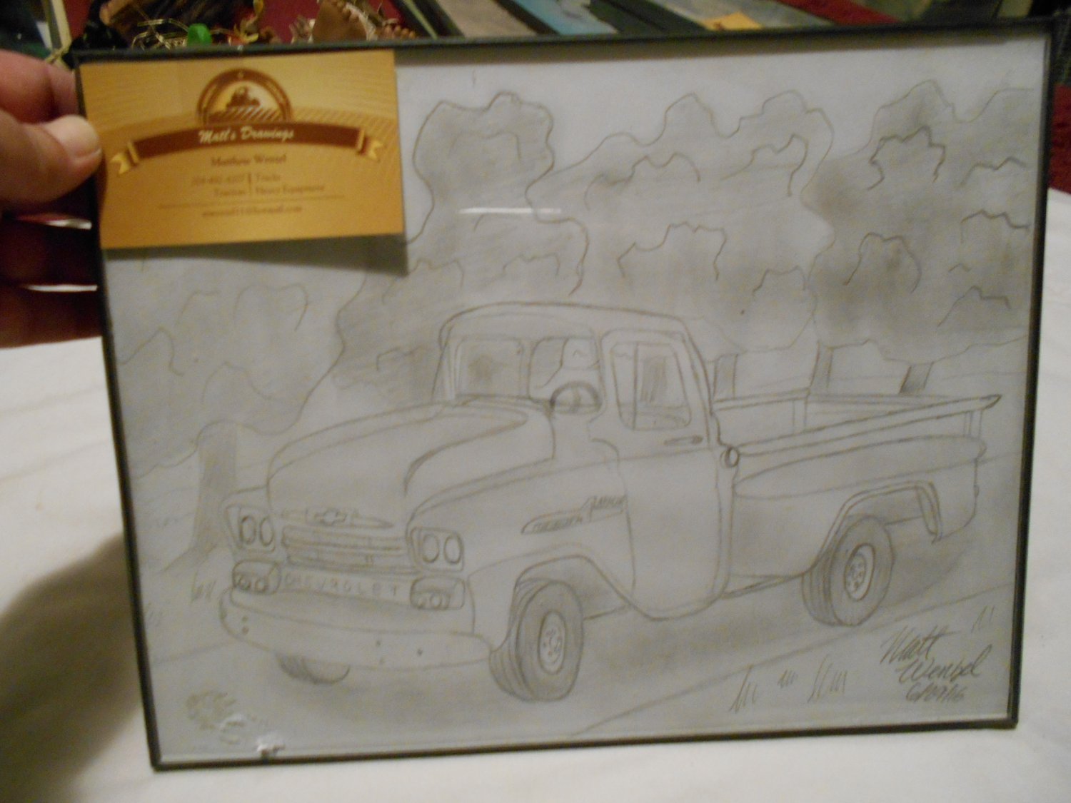 Original Pencil Hand Drawing Chevrolet Apache Truck in a Frame by Local ...