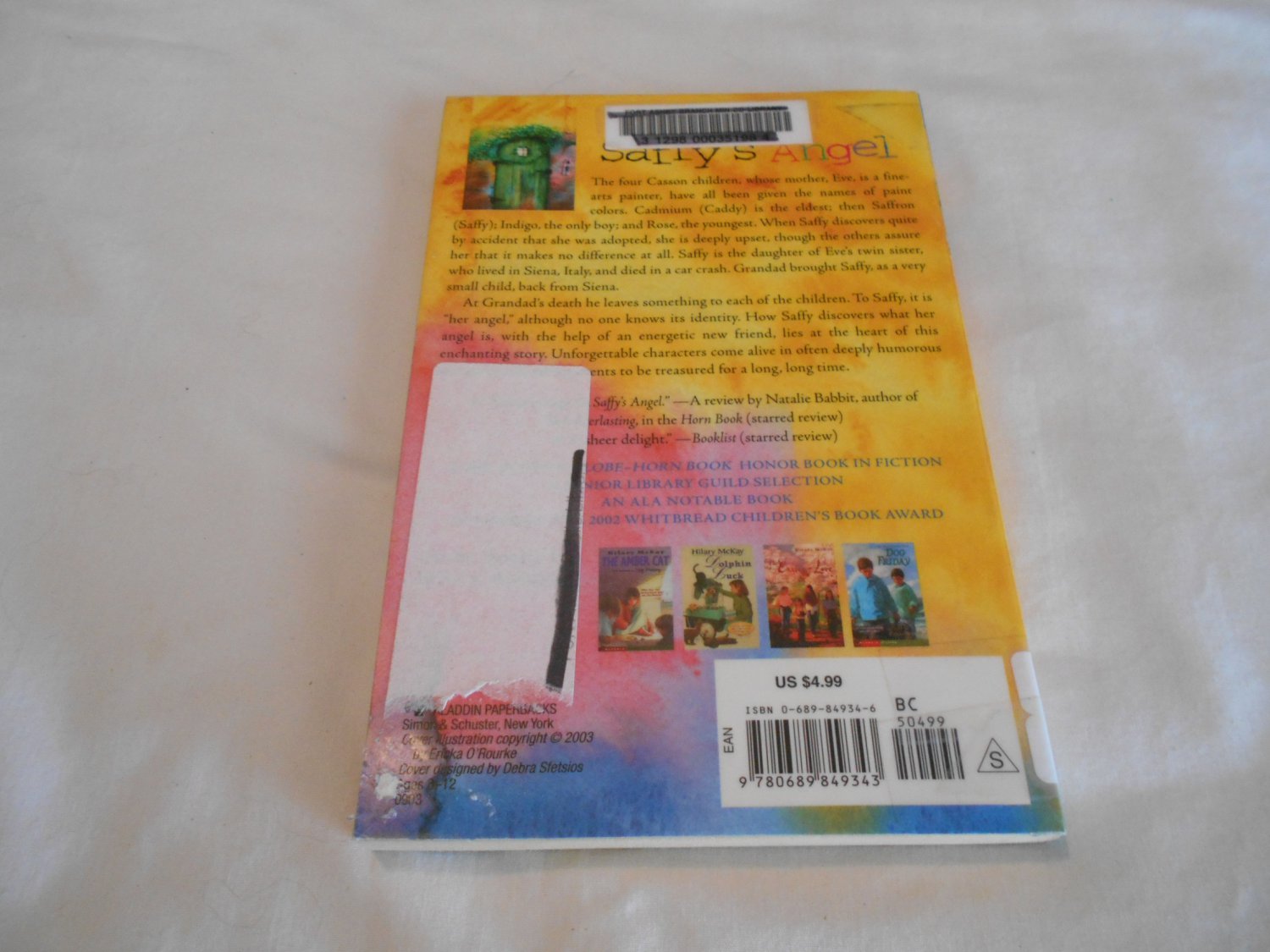 Saffy's Angel by Hilary McKay (2003) (L24d10) Casson Family #1, Aladdin PB